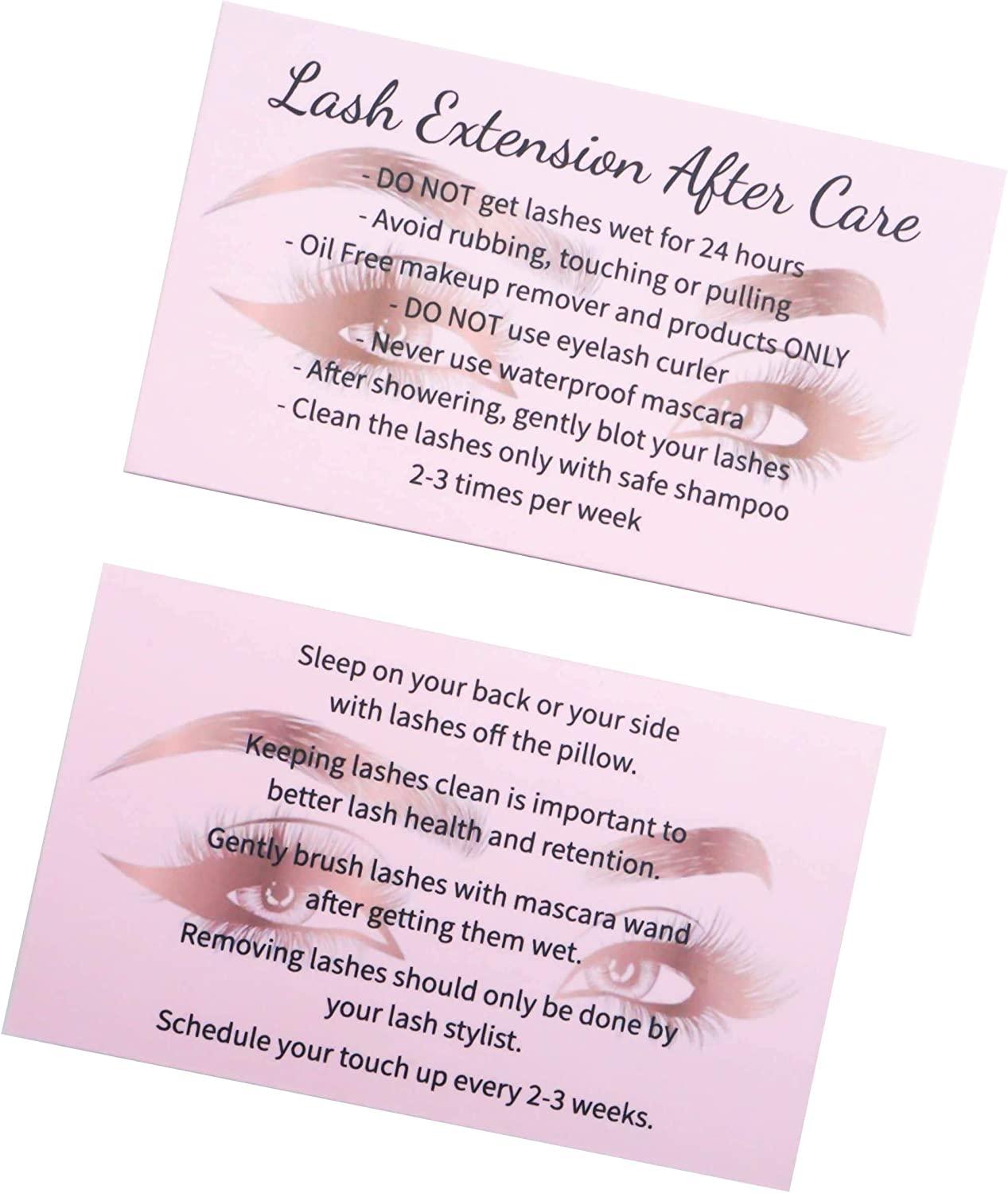 100 Lash Extension Aftercare Cards | Lash Client Instruction | Pink ...