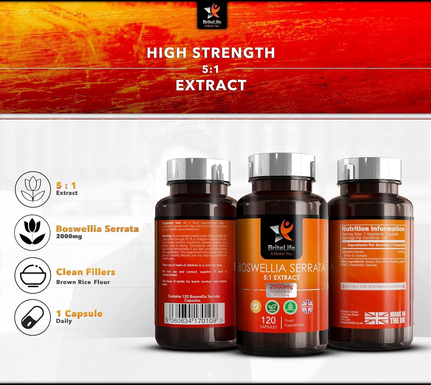 BL Boswellia Serrata Capsules - 120 High Strength Extract 5:1 - 2000mg Per Serving | Non-GMO ...