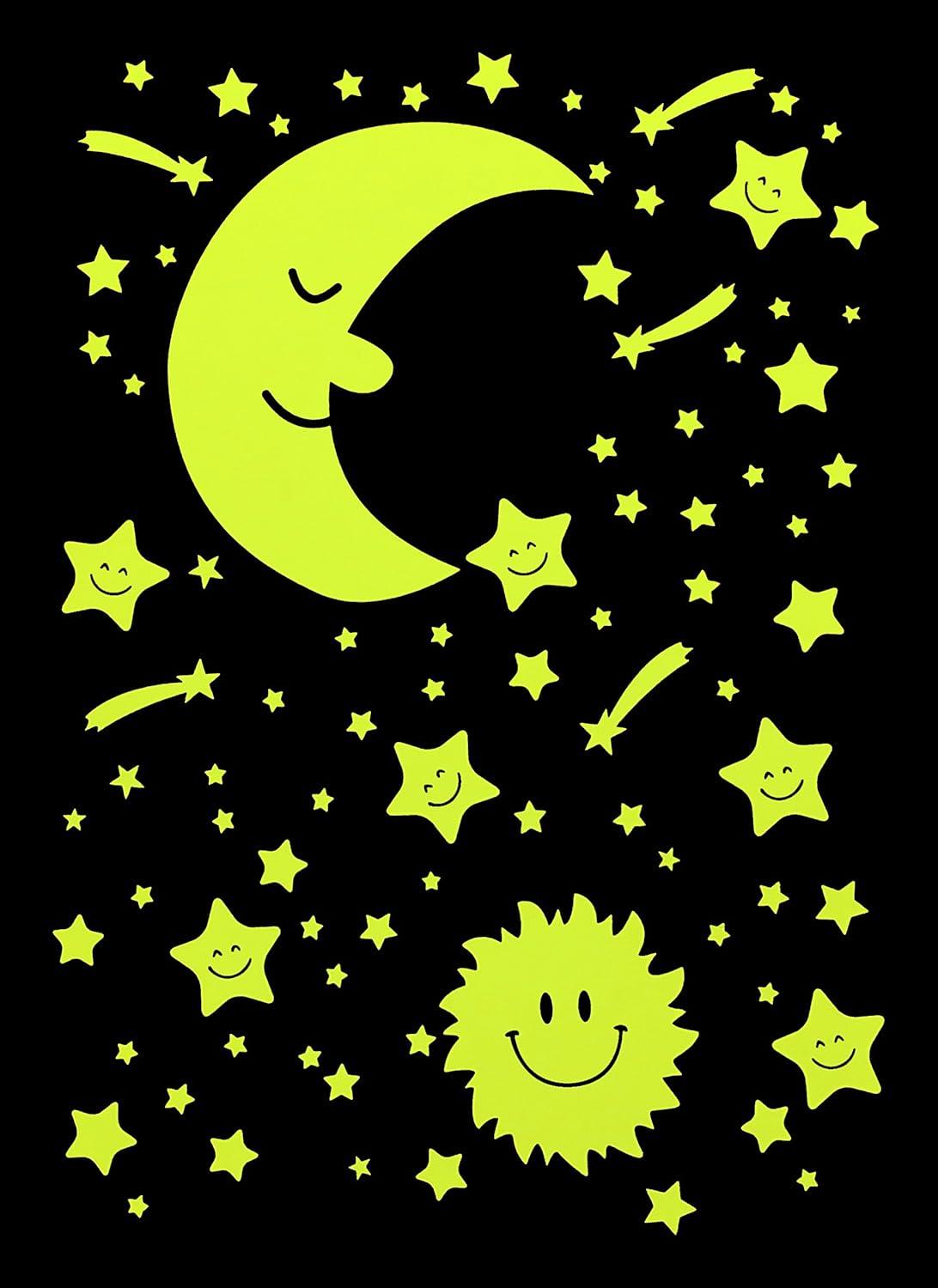 Luminous Stars Sky Moon Sun - Self-Adhesive Glow-in-the-Dark Decals for ...