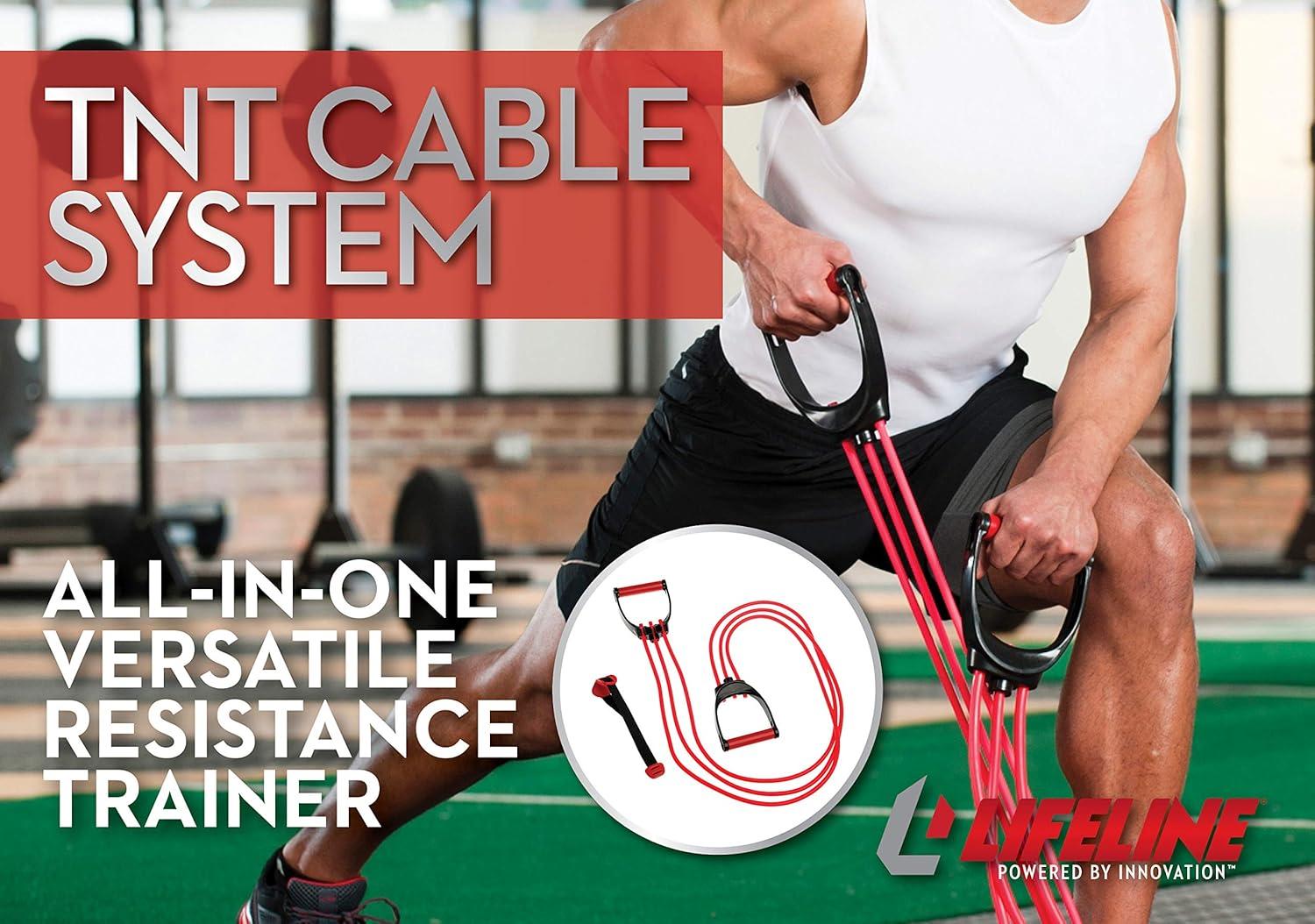 LIFELINE TNT Resistance Cable System - 120 lbs Adjustable Workout Bands ...