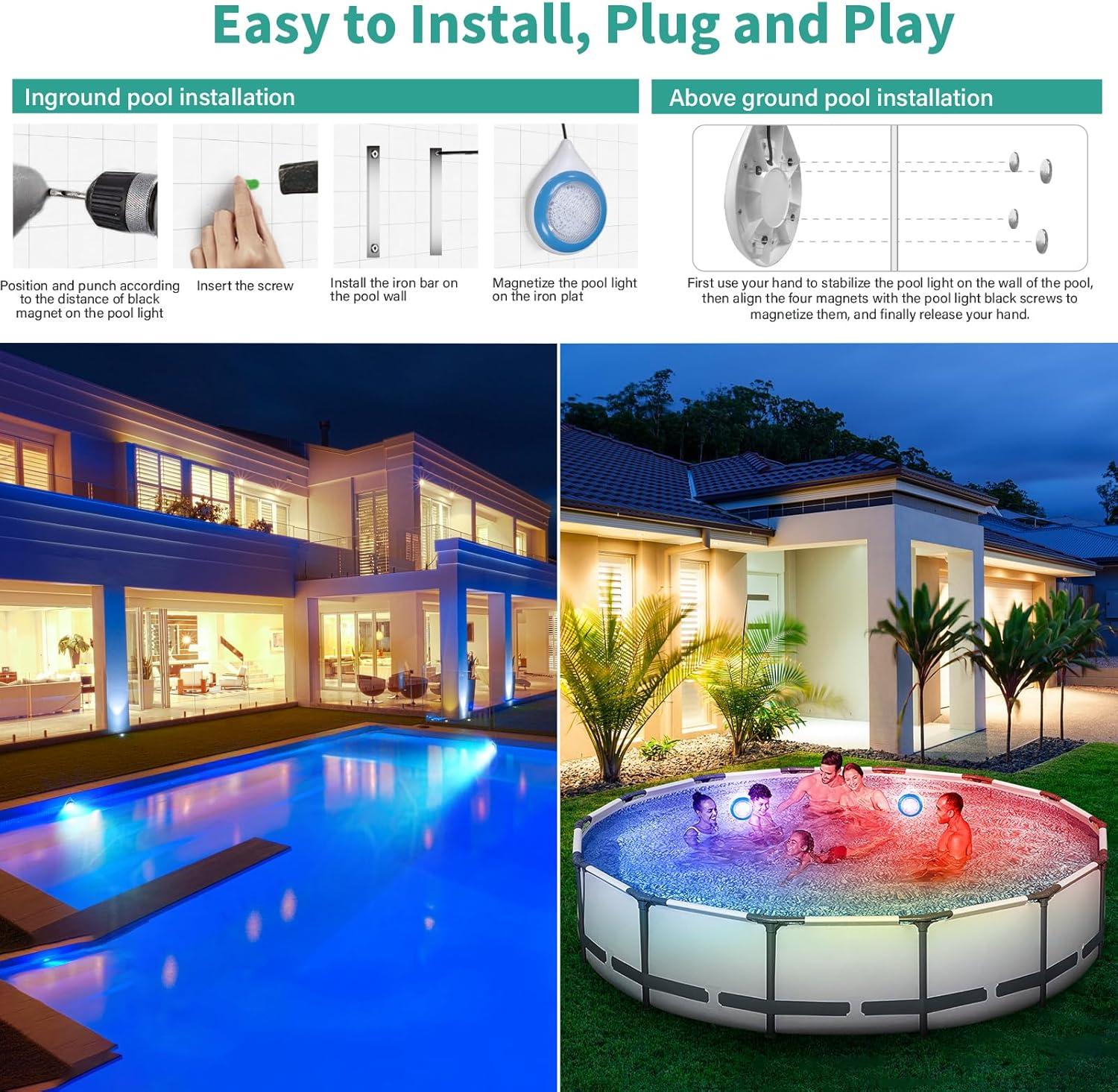 CXHOME RGB Underwater LED Light - App-Controlled Multi-Color Pool Lamp ...