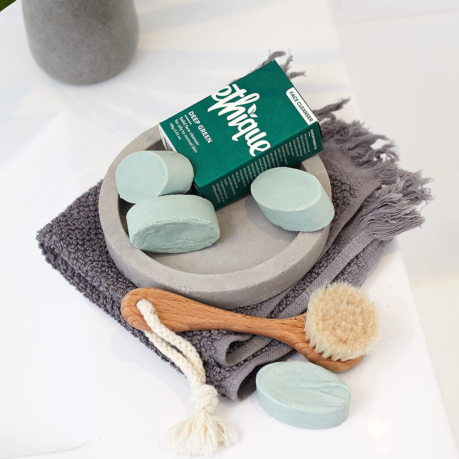 Ethique Deep Green Face Cleansing Bar 4.23 oz - Soap-Free Face Wash ...