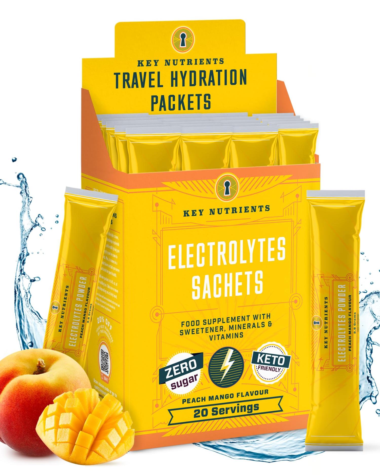 Key Nutrients Electrolytes Sachets - Tropical Peach Mango Hydration ...