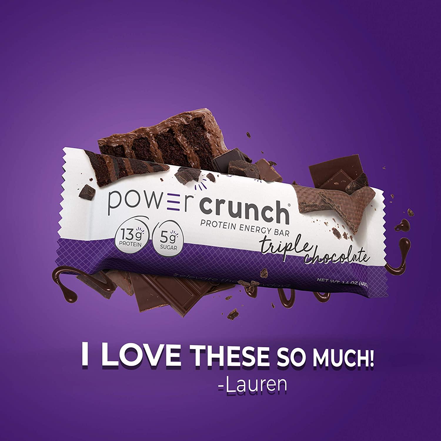 Power Crunch Triple Chocolate Protein Bars - High Protein Snack (12 ...