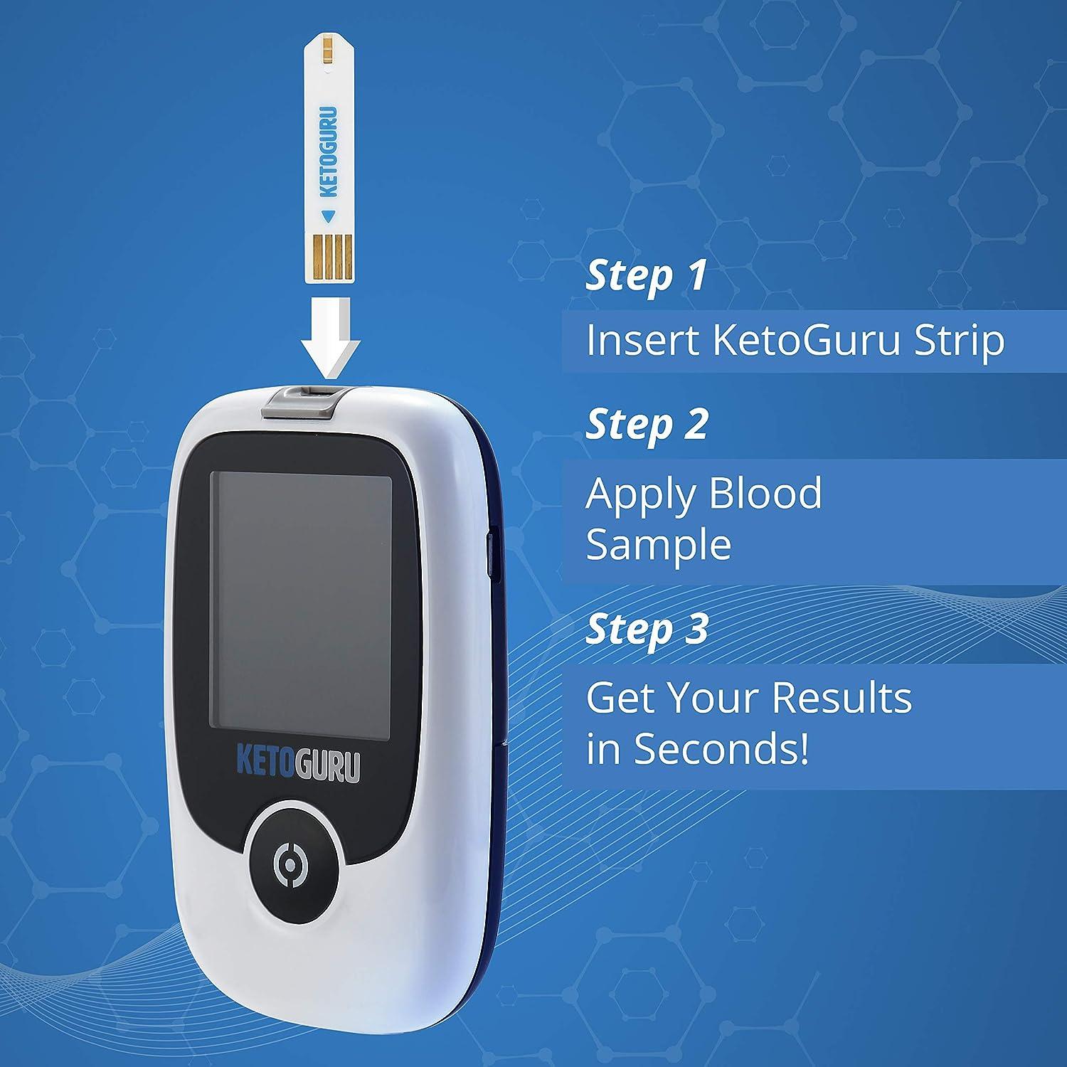 KetoGuru Ketone Meter Starter Kit - Track and Monitor Ketosis Levels ...