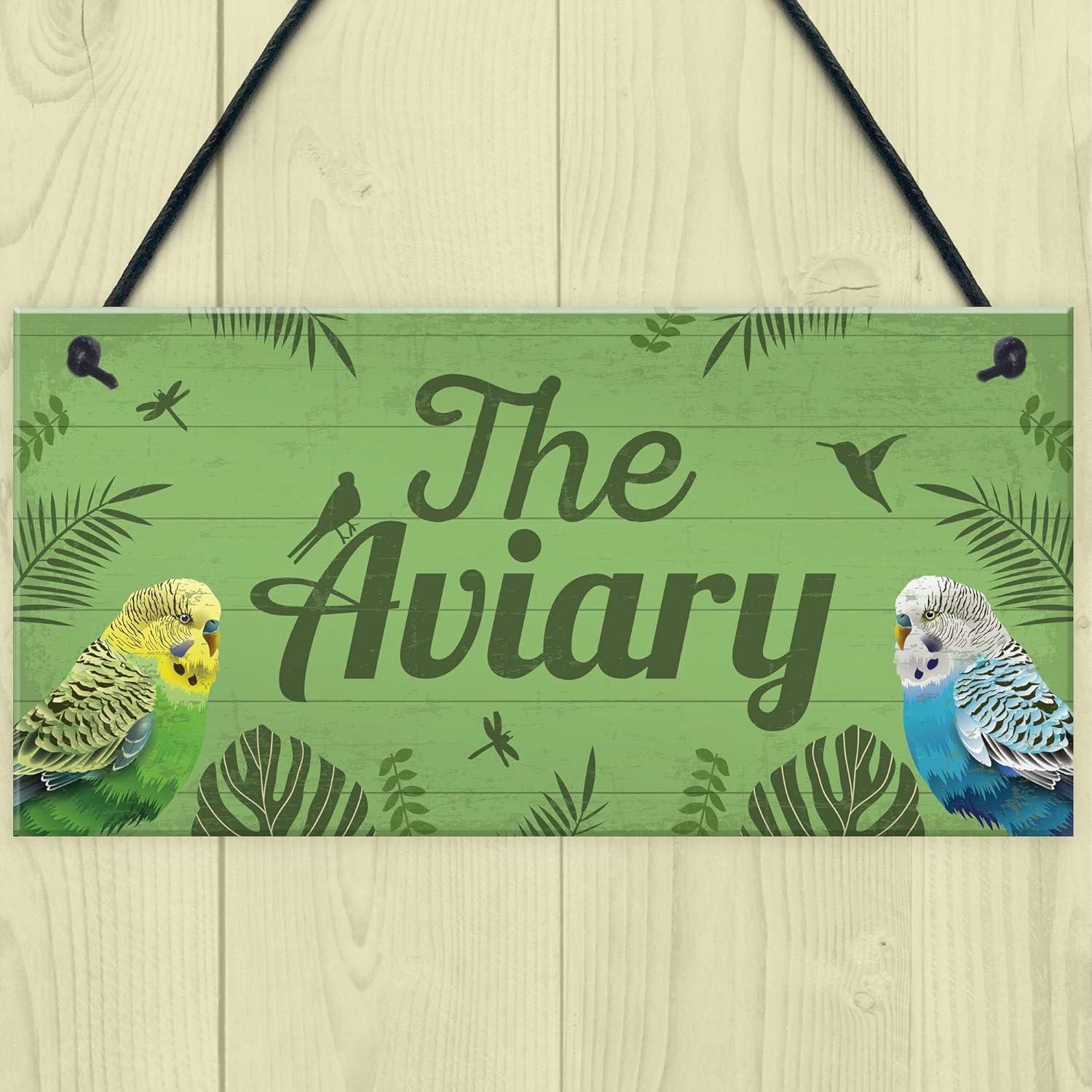Red Ocean Aviary Bird Sign - Bird Cage Accessories Garden Plaque for ...