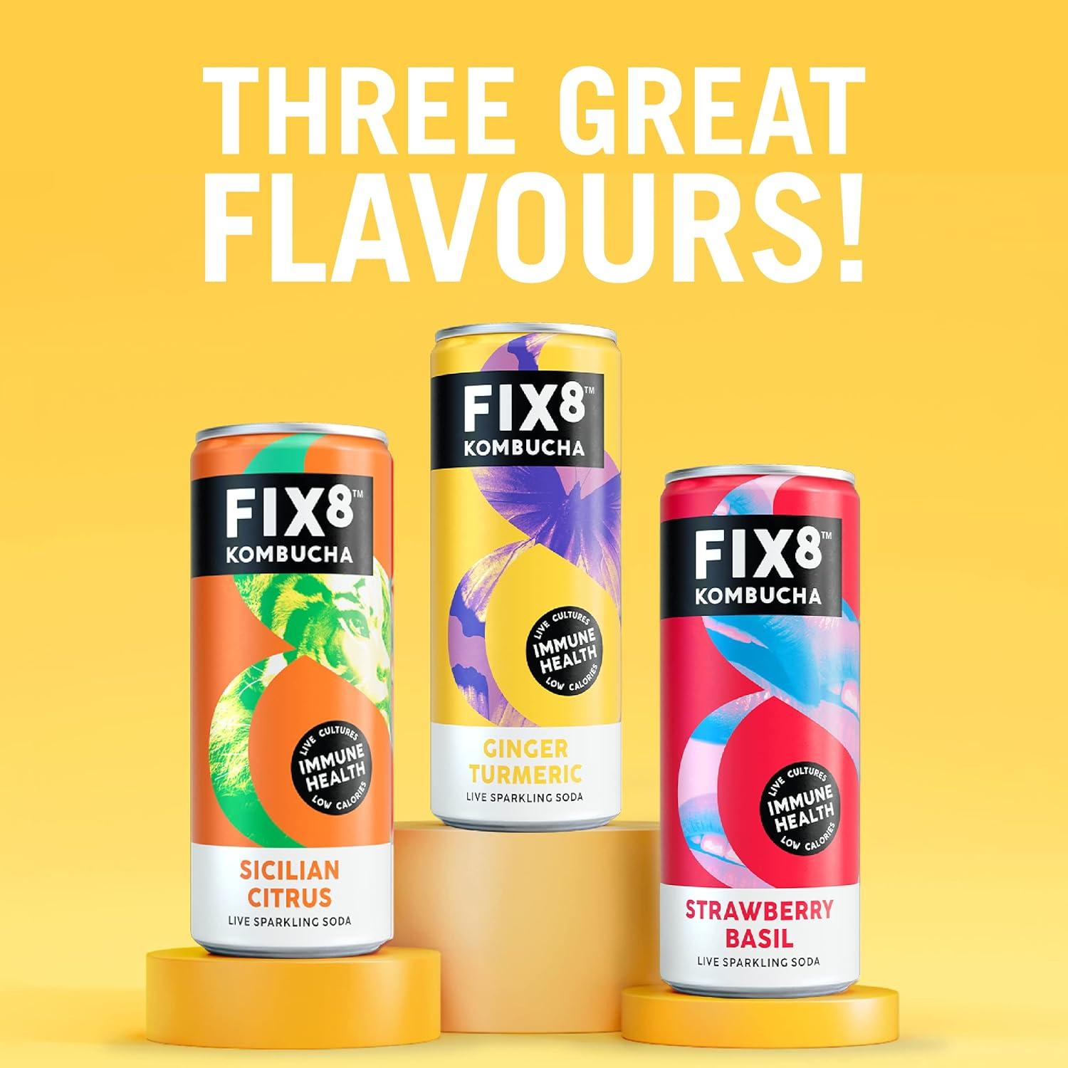 Fix8 Kombucha Drink - Live Cultures, Probiotics, Immune-Boosting, Low ...