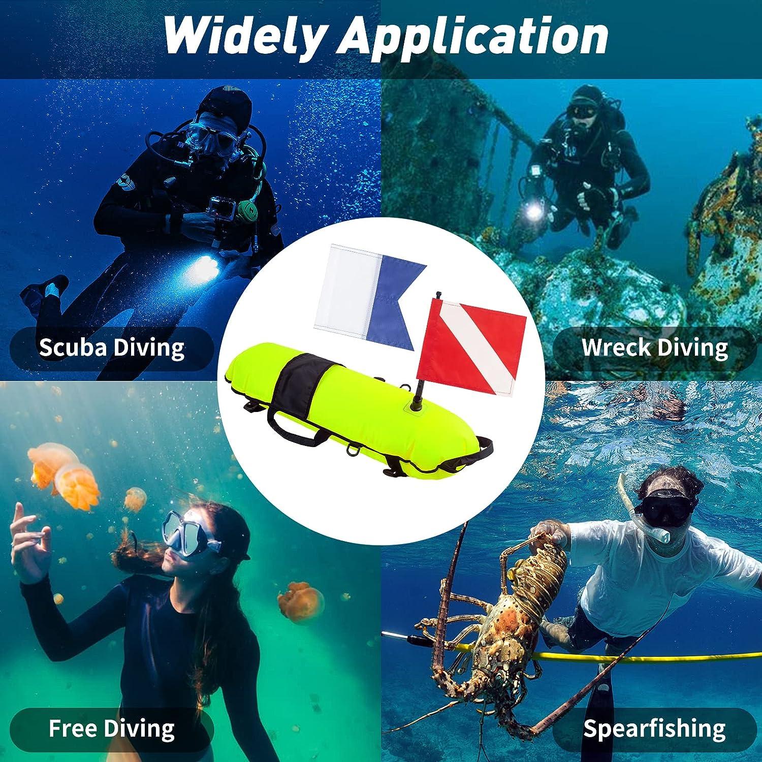 Inflatable Diving Safety Surface Marker Buoy with Dive Flags for Scuba ...