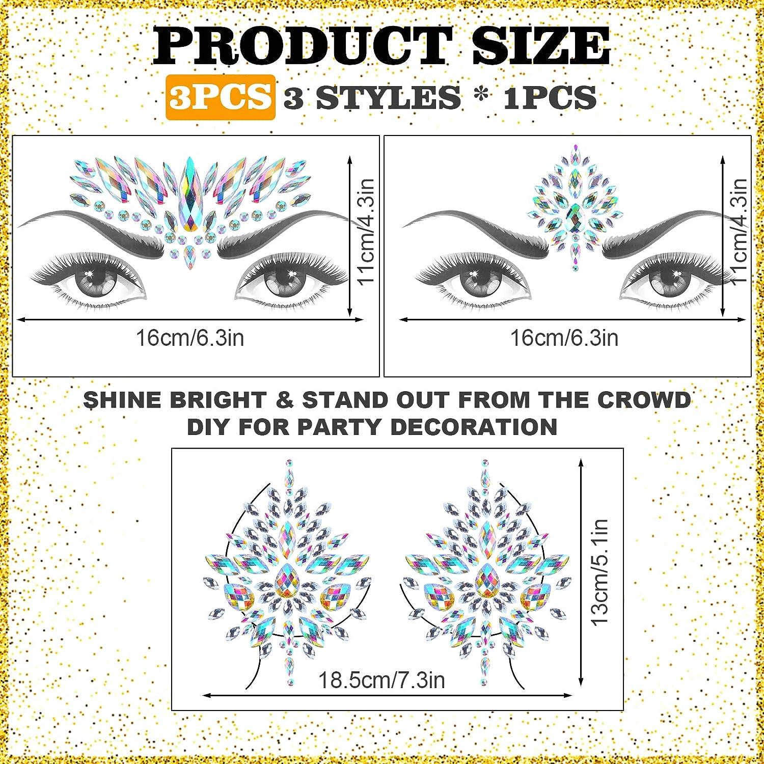 PIAOPIAONIU Rhinestone Face Jewels Gem Bindi & Body Jewelry Stickers ...