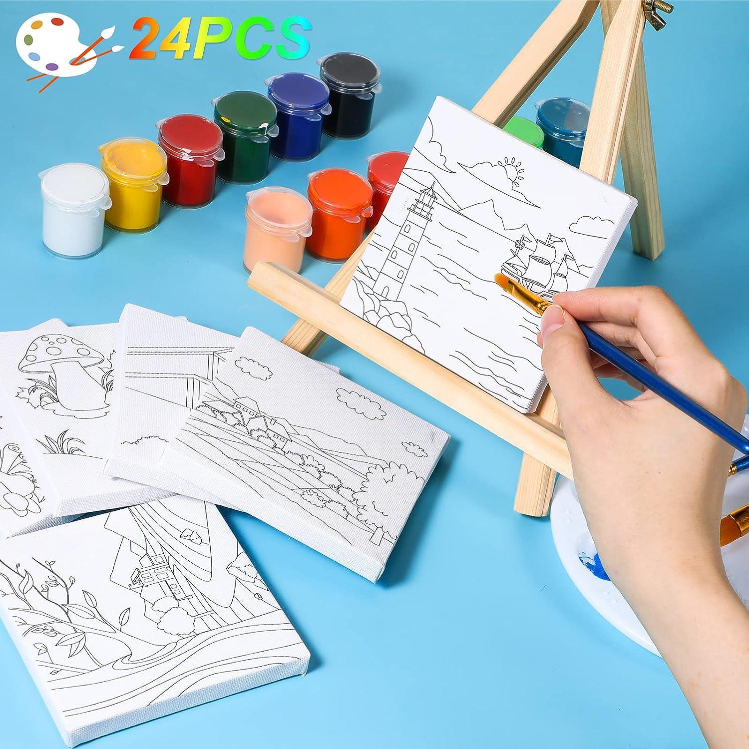 24 Pcs 4x4 Pre Drawn Stretched Canvas Painting Boards for First & Last ...