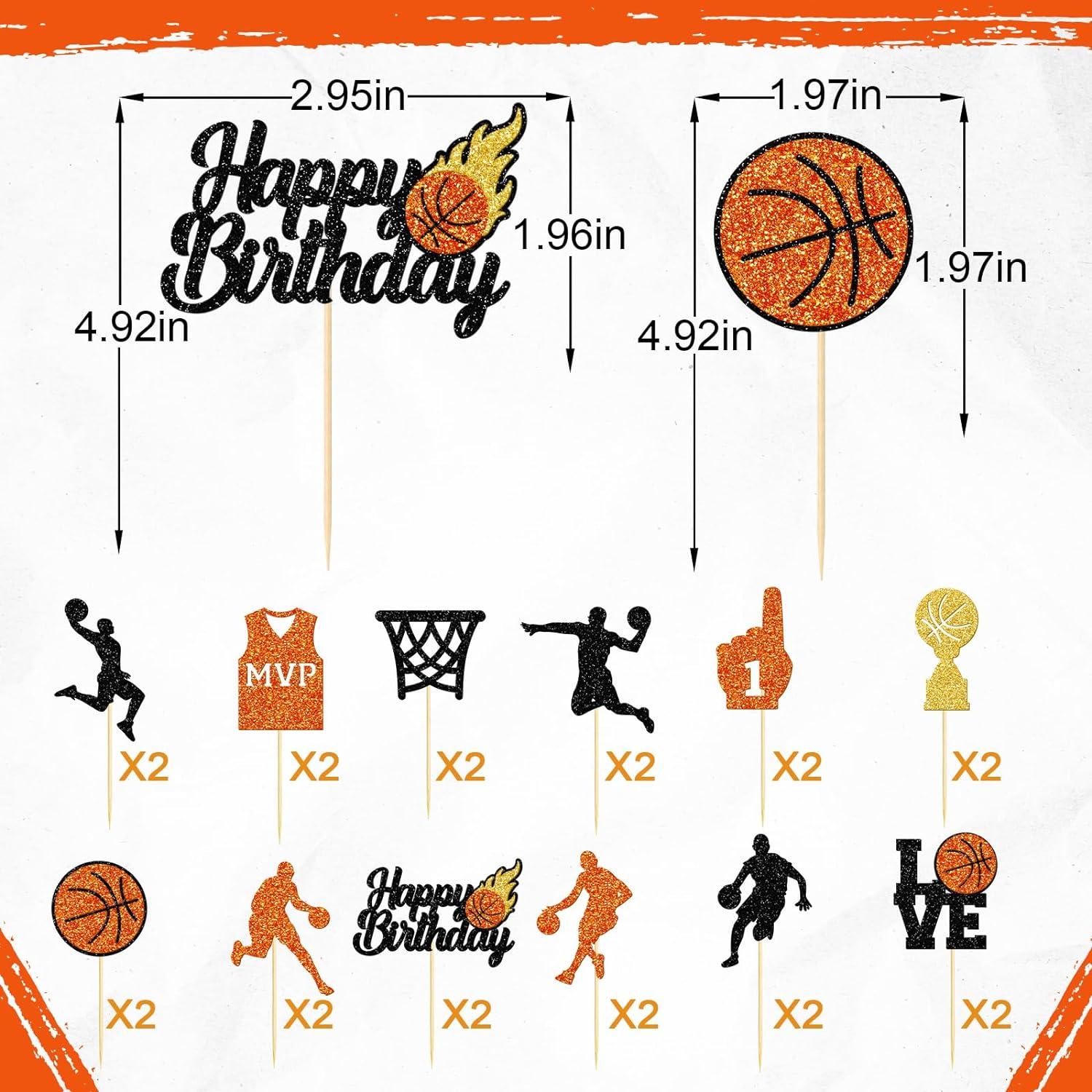 Basketball Cupcake Toppers Basketball Cake Decorations Sports Cupcake ...