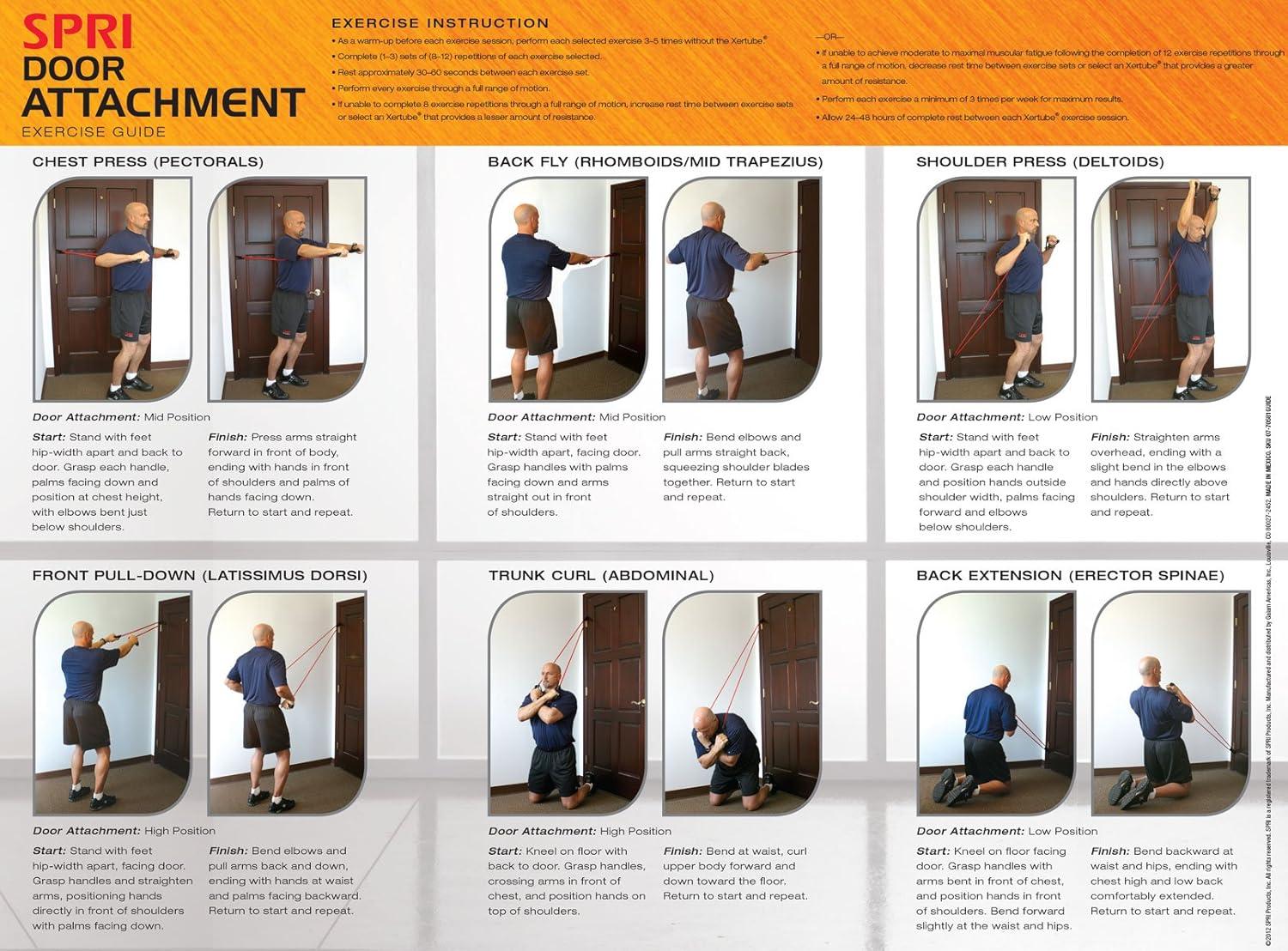 SPRI Xertube Resistance Band with Door Anchor Attachments - Versatile ...