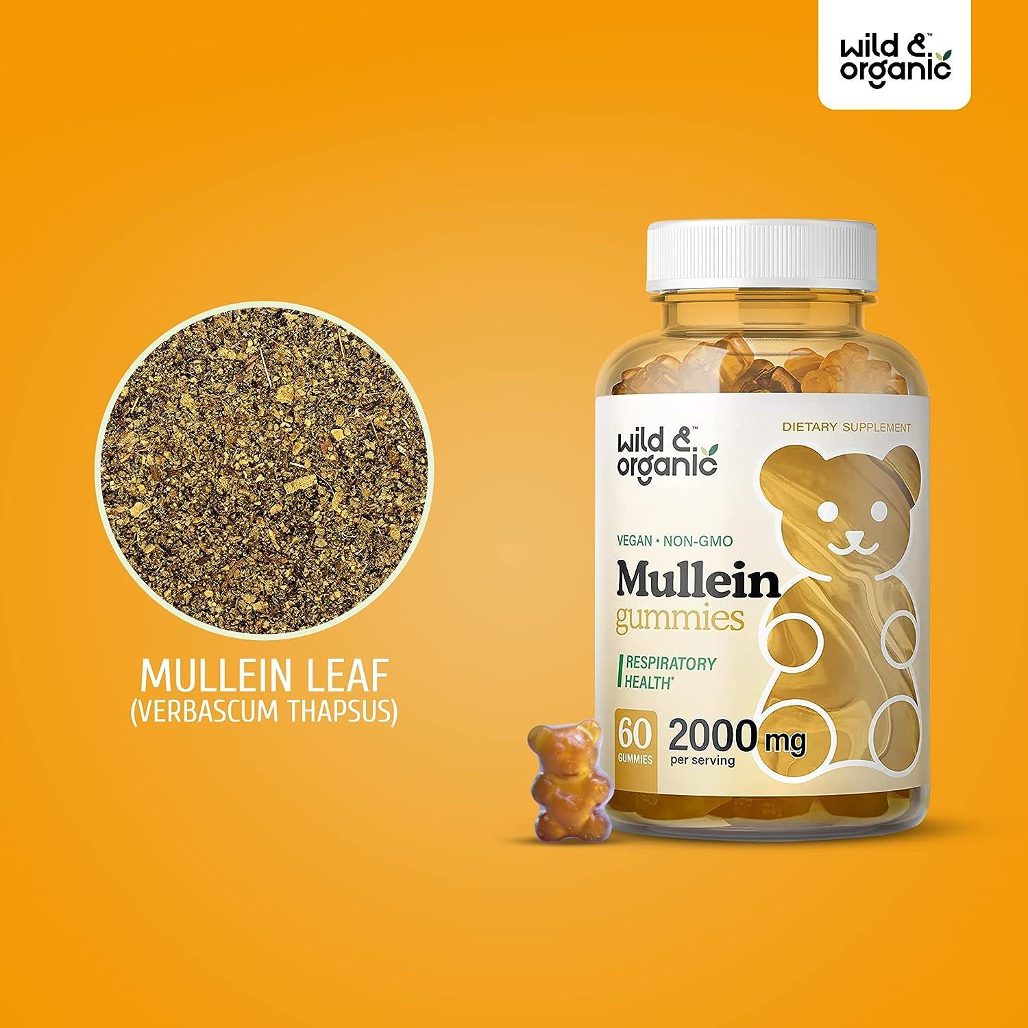 Organic Mullein Gummies - Respiratory & Digestive Support - 2000mg 60 ...
