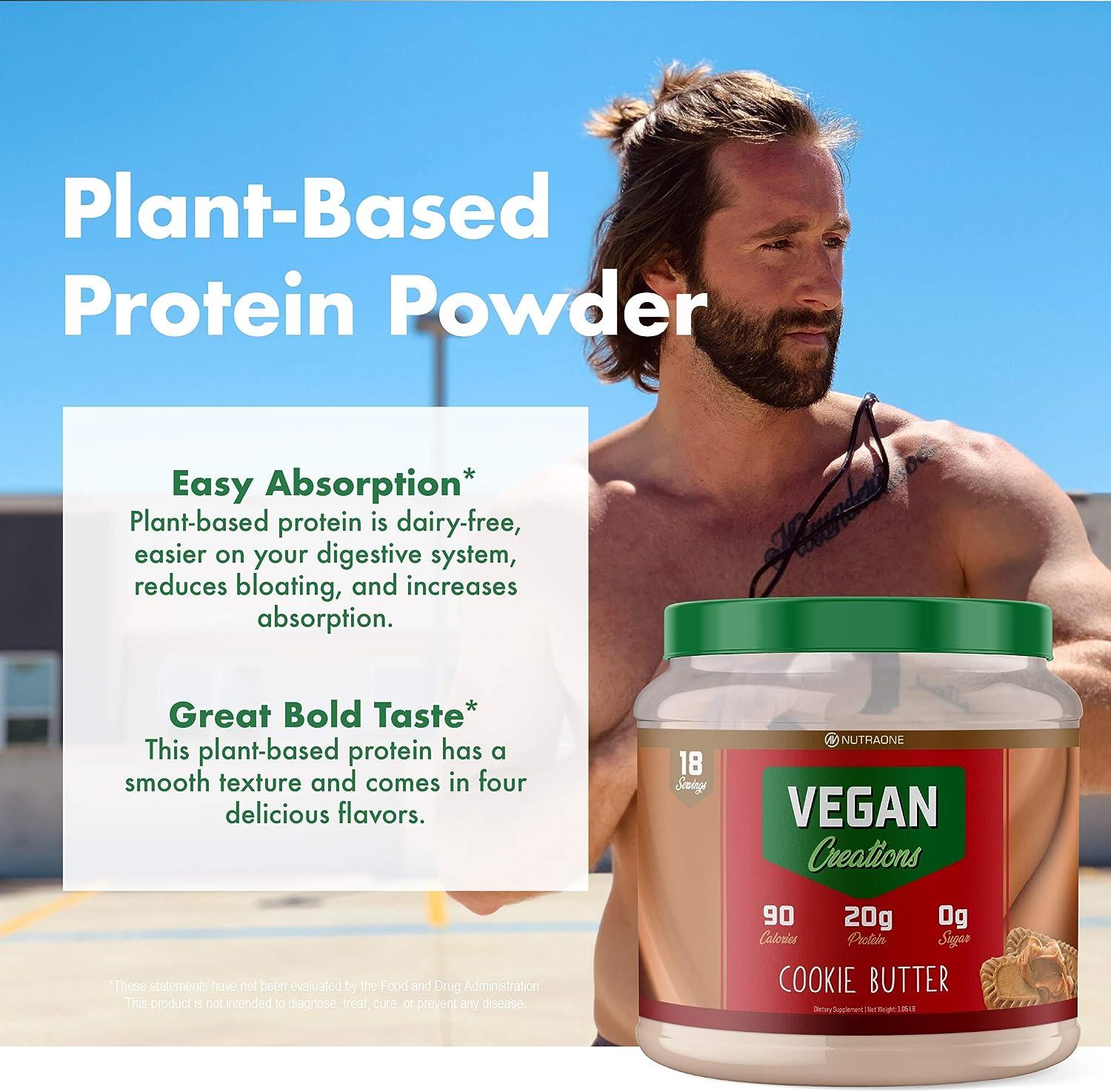 NutraOne Vegan Creations Plant Based Protein Powder - Cookie Butter ...
