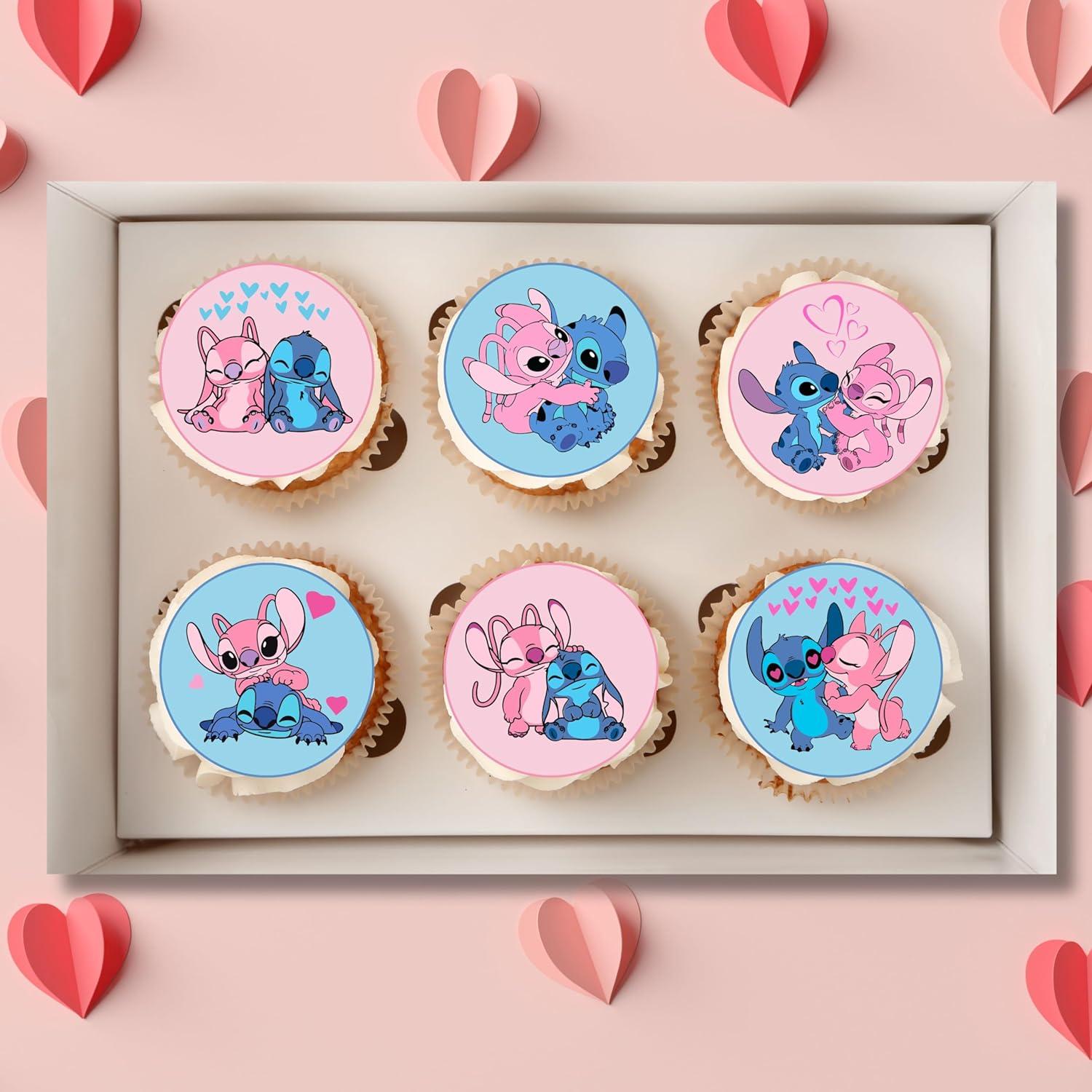 Stitch And Angel Cupcake Toppers (PRECUT Optional) Edible Stitch Cake ...