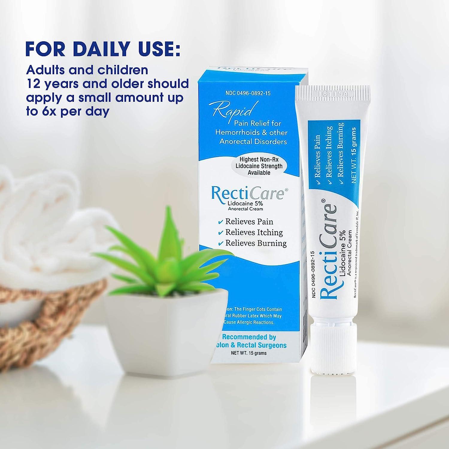 RectiCare 5% Lidocaine Cream for Hemorrhoids & Anorectal Disorders ...