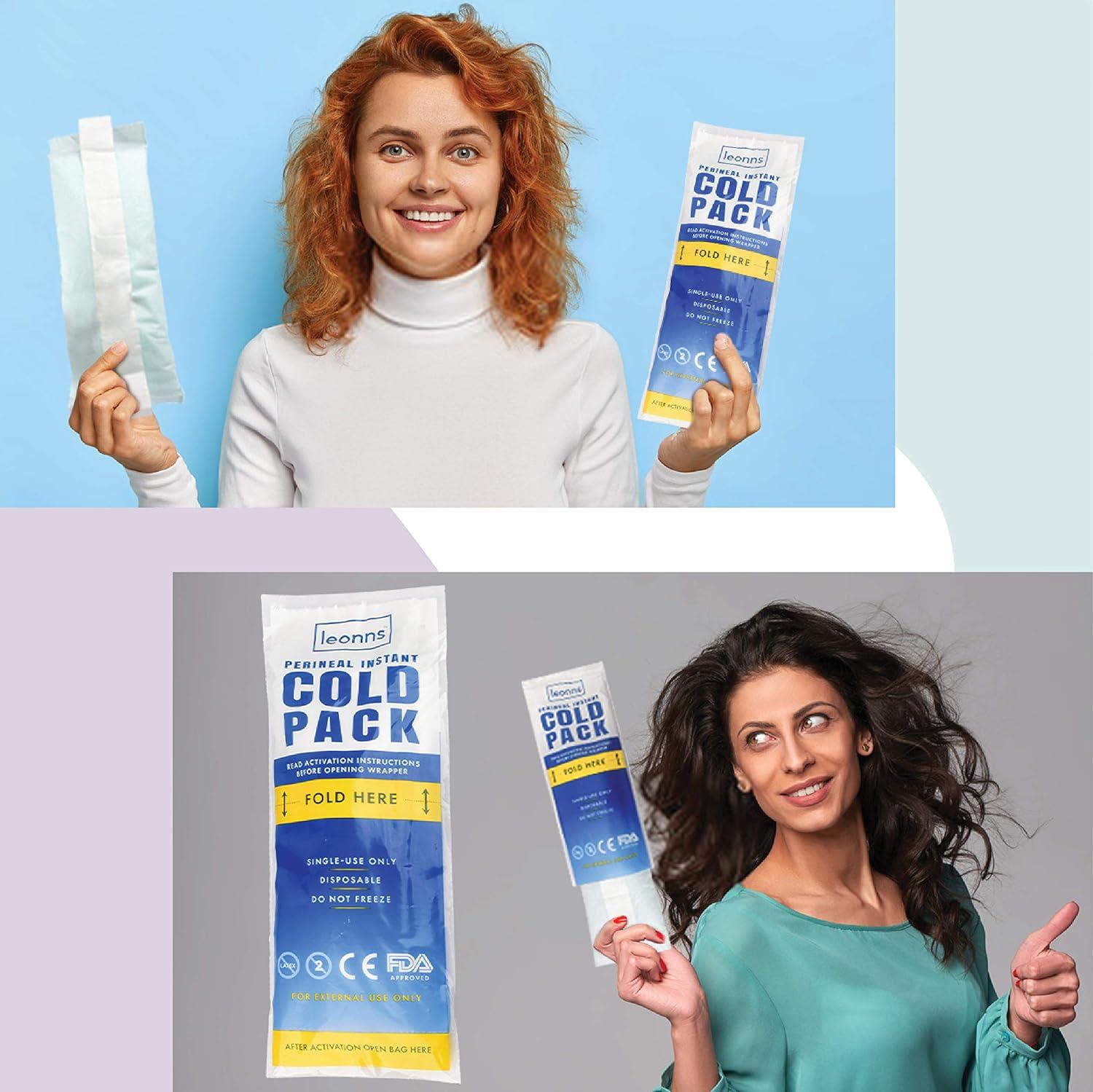 Perineal Ice Packs for Postpartum with Adhesive Strip - 2-in-1 Cold ...