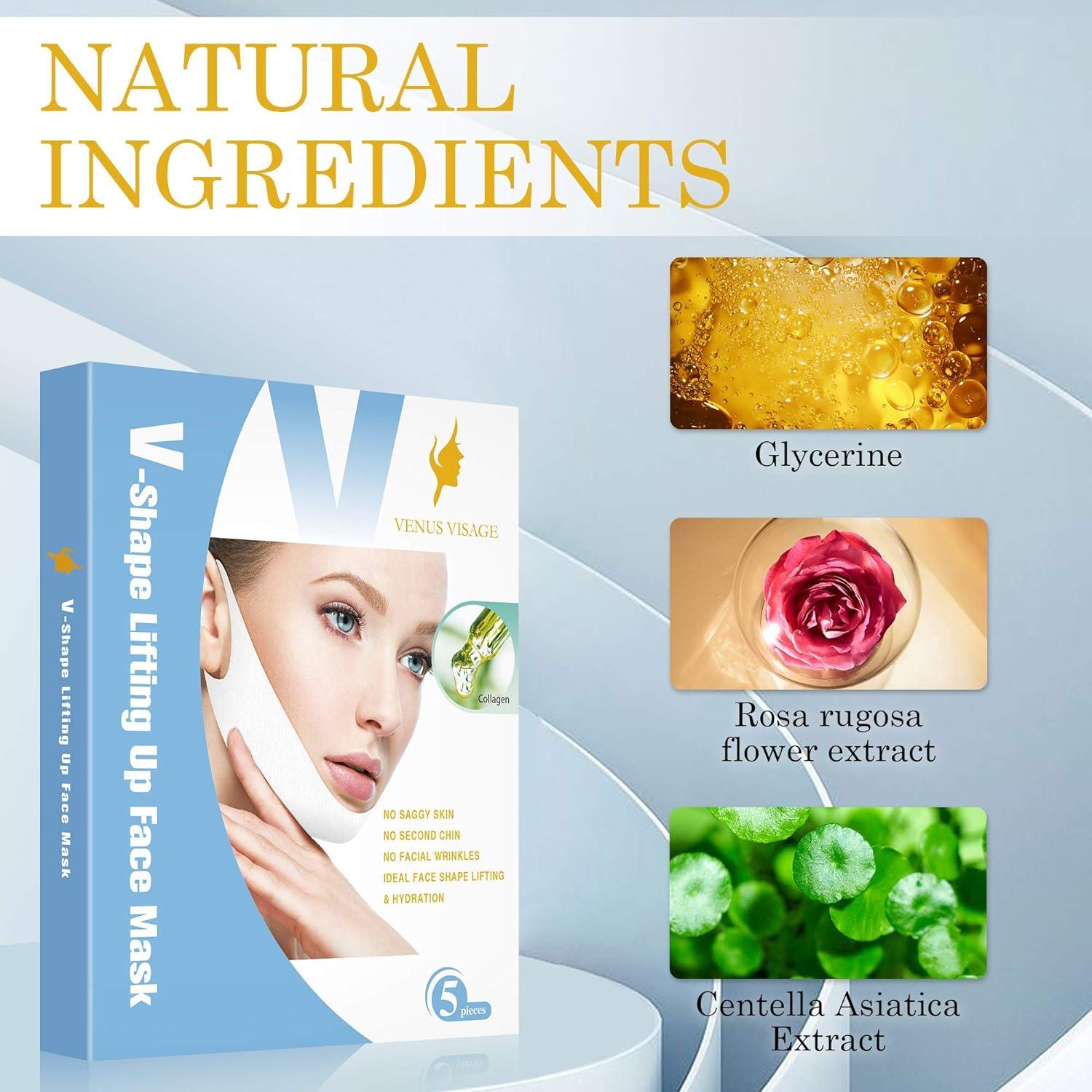 Venus Visage 5-Piece V Line Lifting Mask Set for Jawline Firming and ...