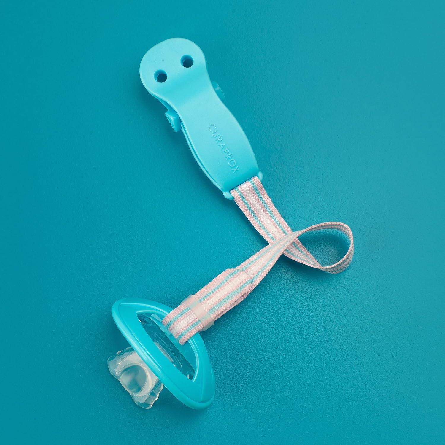 Curaprox Baby Pacifier Holder - Fits All Sizes - Turquoise Opaque ...