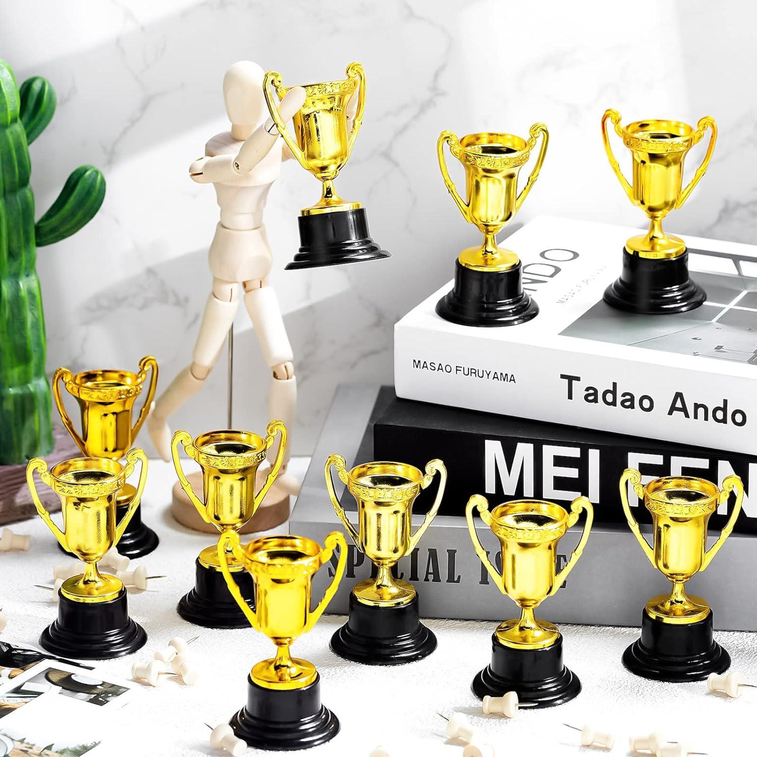 Pack of 40 Golden Award Trophy Cups - Mini Plastic Trophies for Kids ...