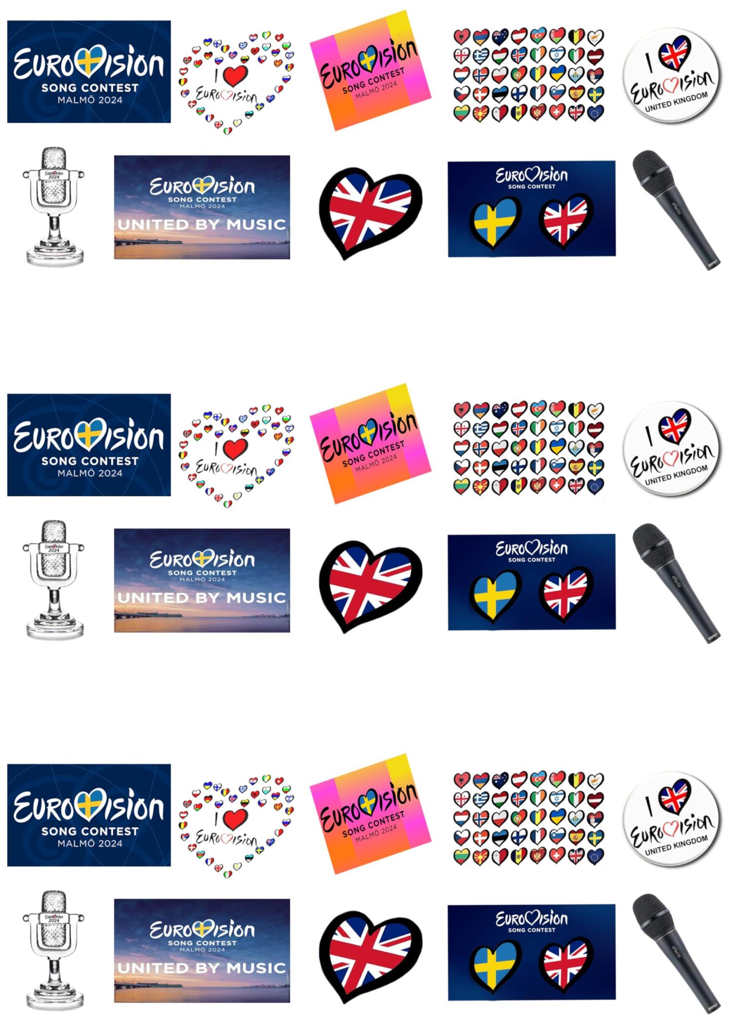 30 Stand Up Eurovision 2024 Malm Sweden Themed Edible Wafer Paper Cake ...