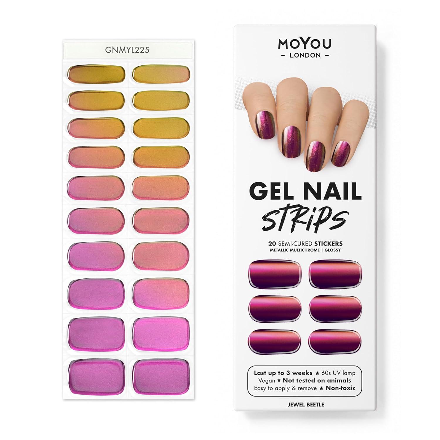 MOYOU LONDON Semi-Cured UV Gel Strips - Jewel Beetle | 20 Pieces for ...