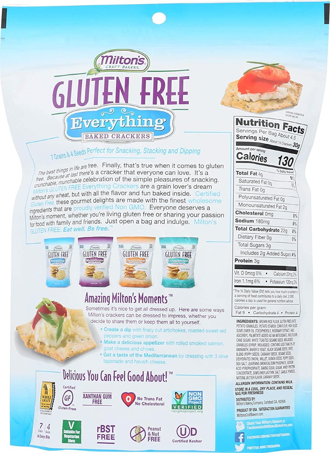 Milton's Gluten Free Everything Crackers - 4.5 oz Bagel-Inspired Snacks ...