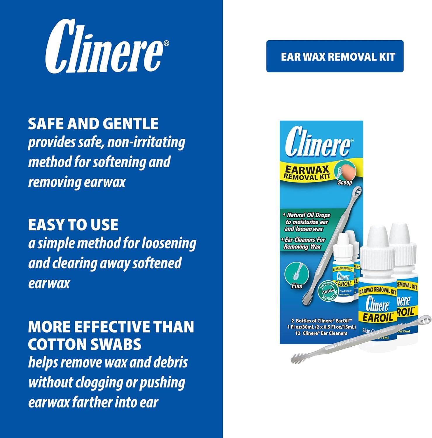 Clinere Ear Oil Conditioner & Ear Cleaners Kit - 12 Count Sticks & 2 x ...