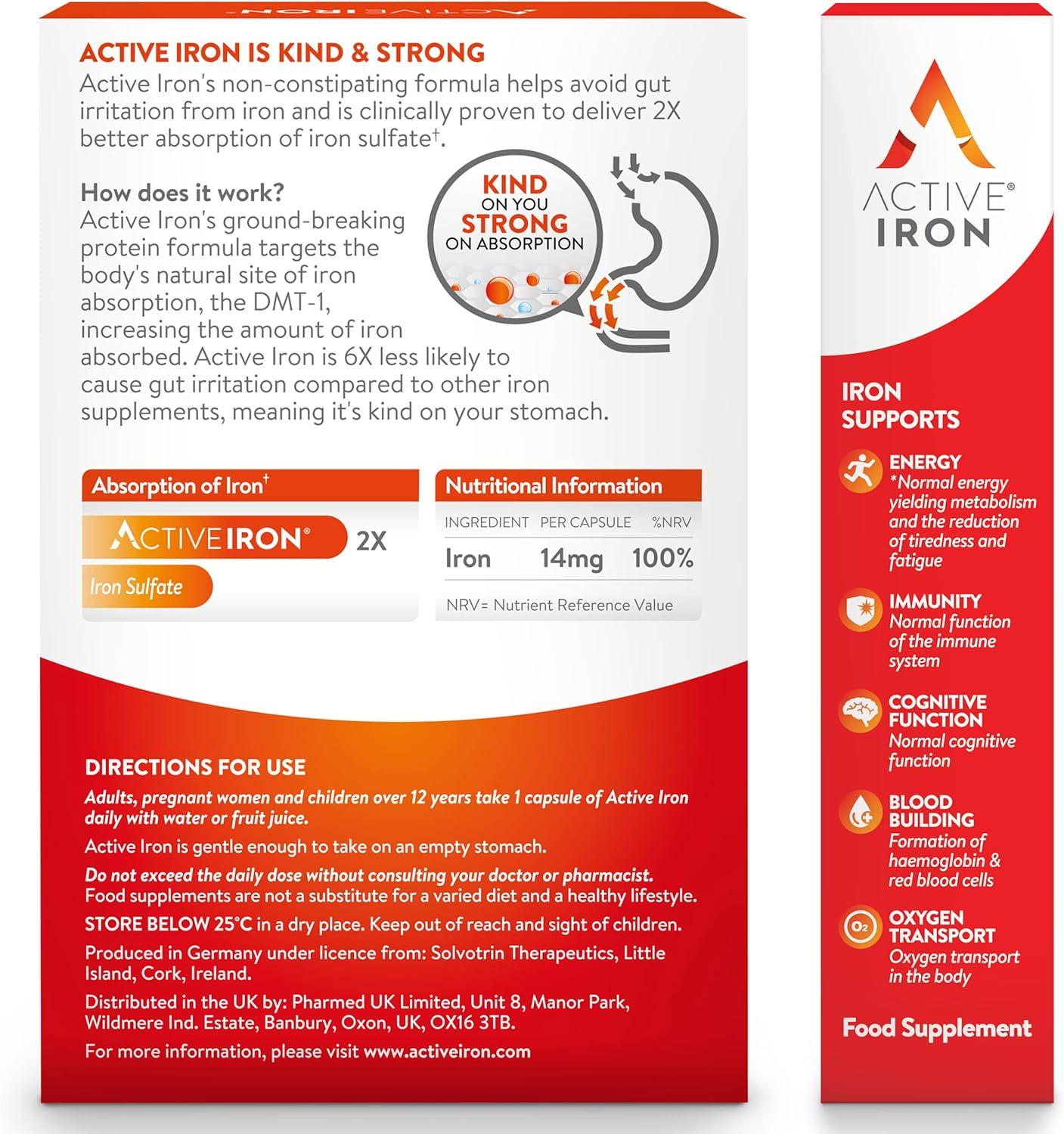 Active Iron Supplement - 30 Capsules | Non-Constipating Formula ...