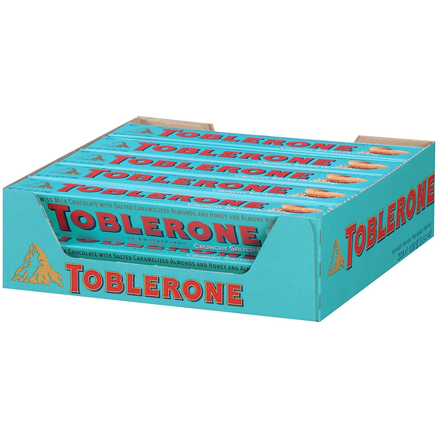 Toblerone Swiss Milk Chocolate with Salted Caramelized Almonds & Honey ...