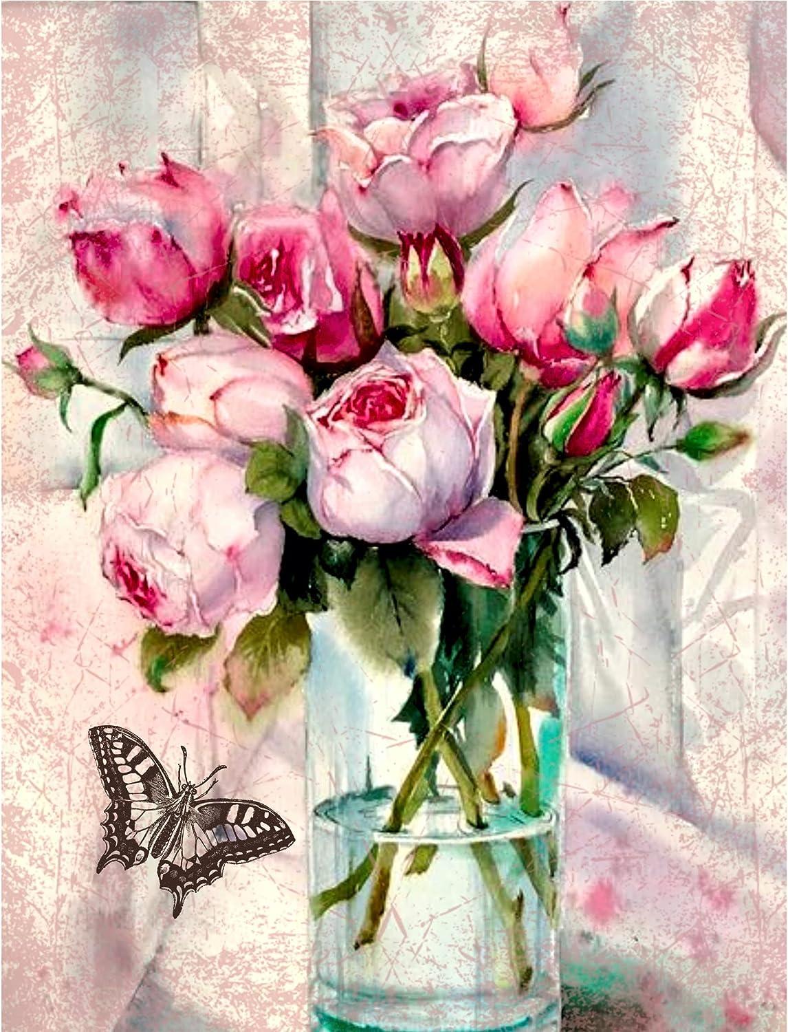 Vintage Flower Theme Mulberry Rice Paper 8x10.5 inch - 6 Different ...