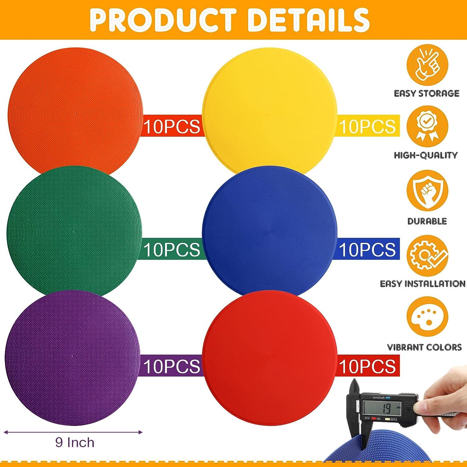 60 Pcs 9-inch Non-Slip Poly Vinyl Spot Markers for Soccer, Football ...