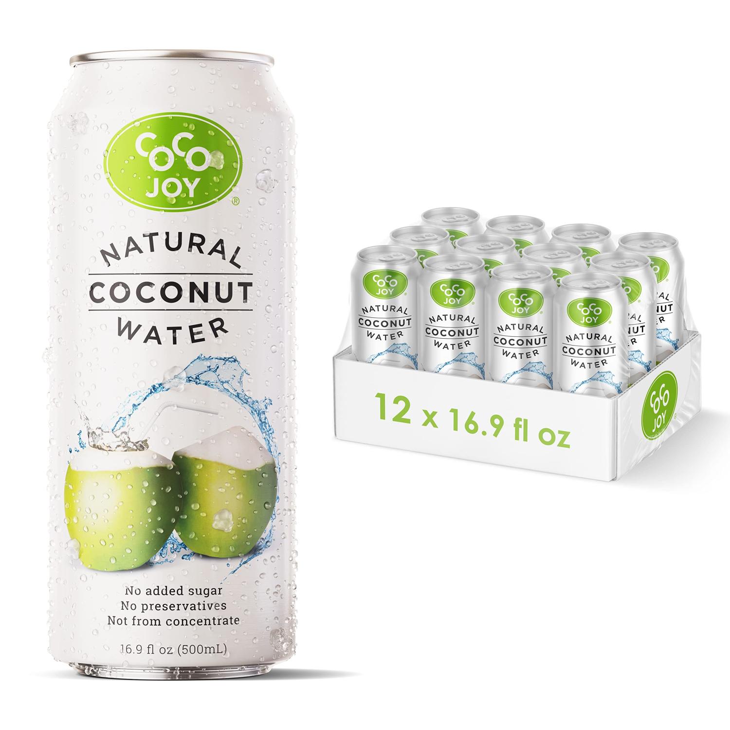 CoCo Joy 100% Natural Coconut Water 12 Pack 16.9 Fl Oz - Low-Calorie ...