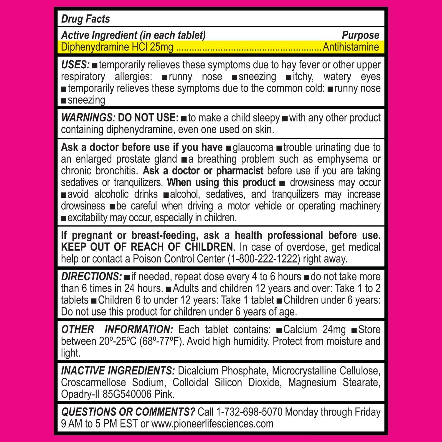 GenCare Antihistamine Diphenhydramine HCl 25mg (1000 Tablets) - Bulk ...