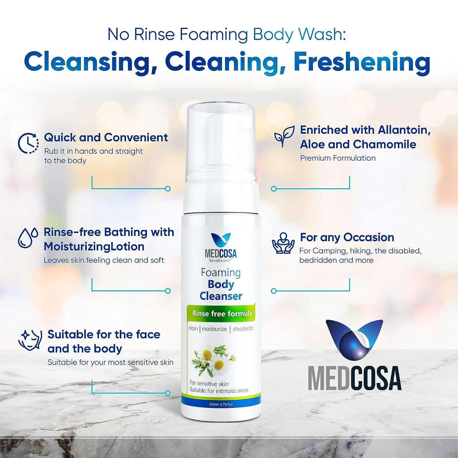 Medcosa No Water Body Wash - Rinse Free Cleansing Foam for Adults and ...