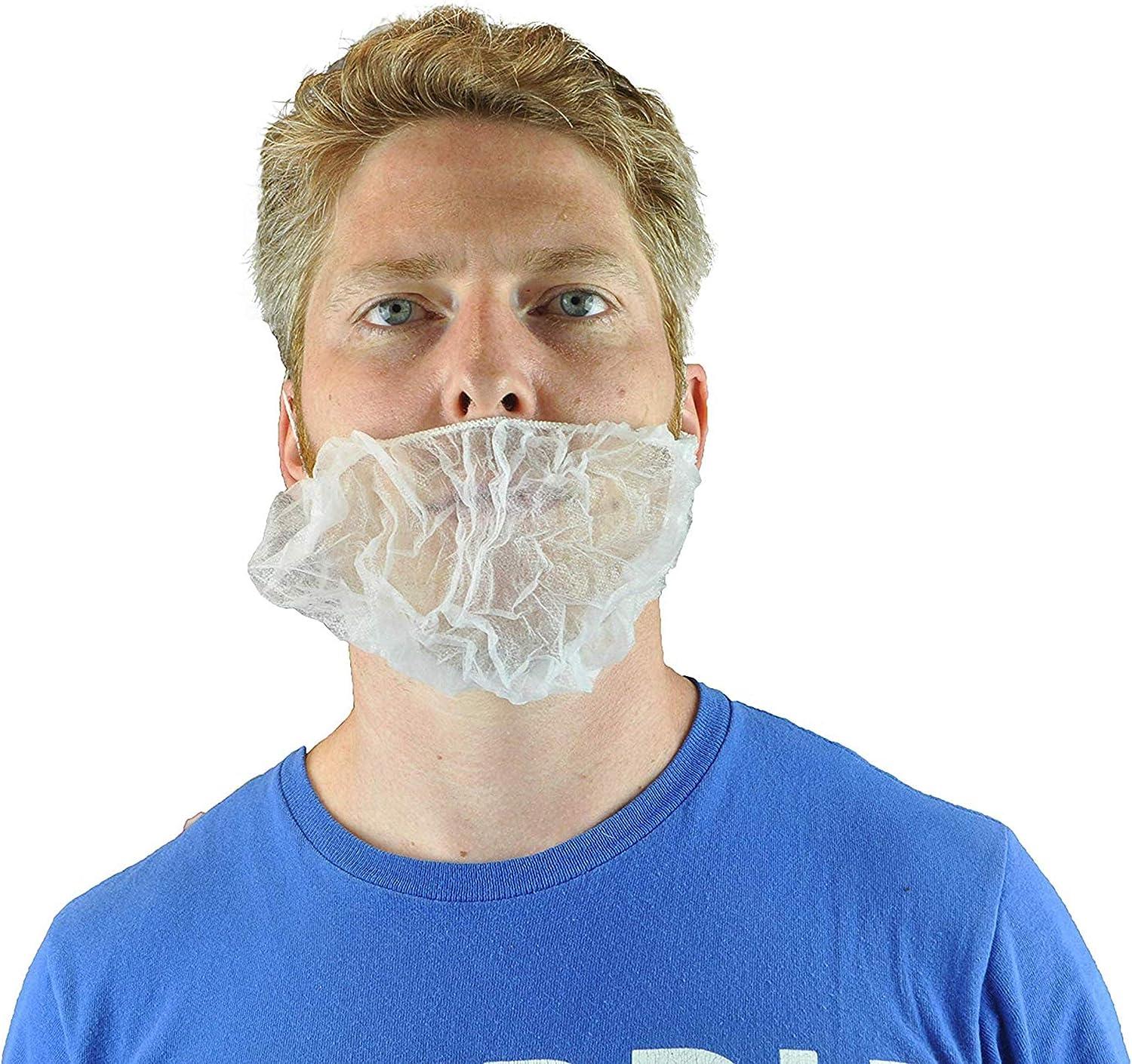 White Disposable Beard Net Covers with Elastic Bands Heavy Duty Beard ...