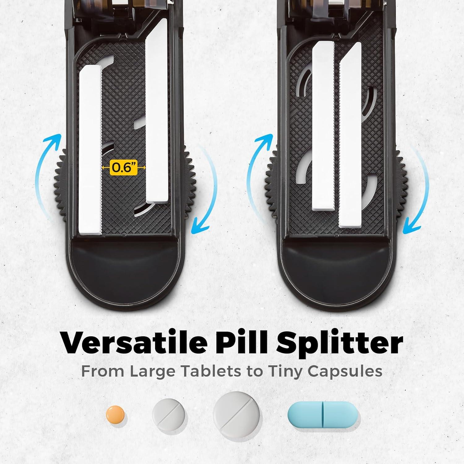 Pill Cutter for Small to Large Pills | Multi-Tablet Splitter with ...