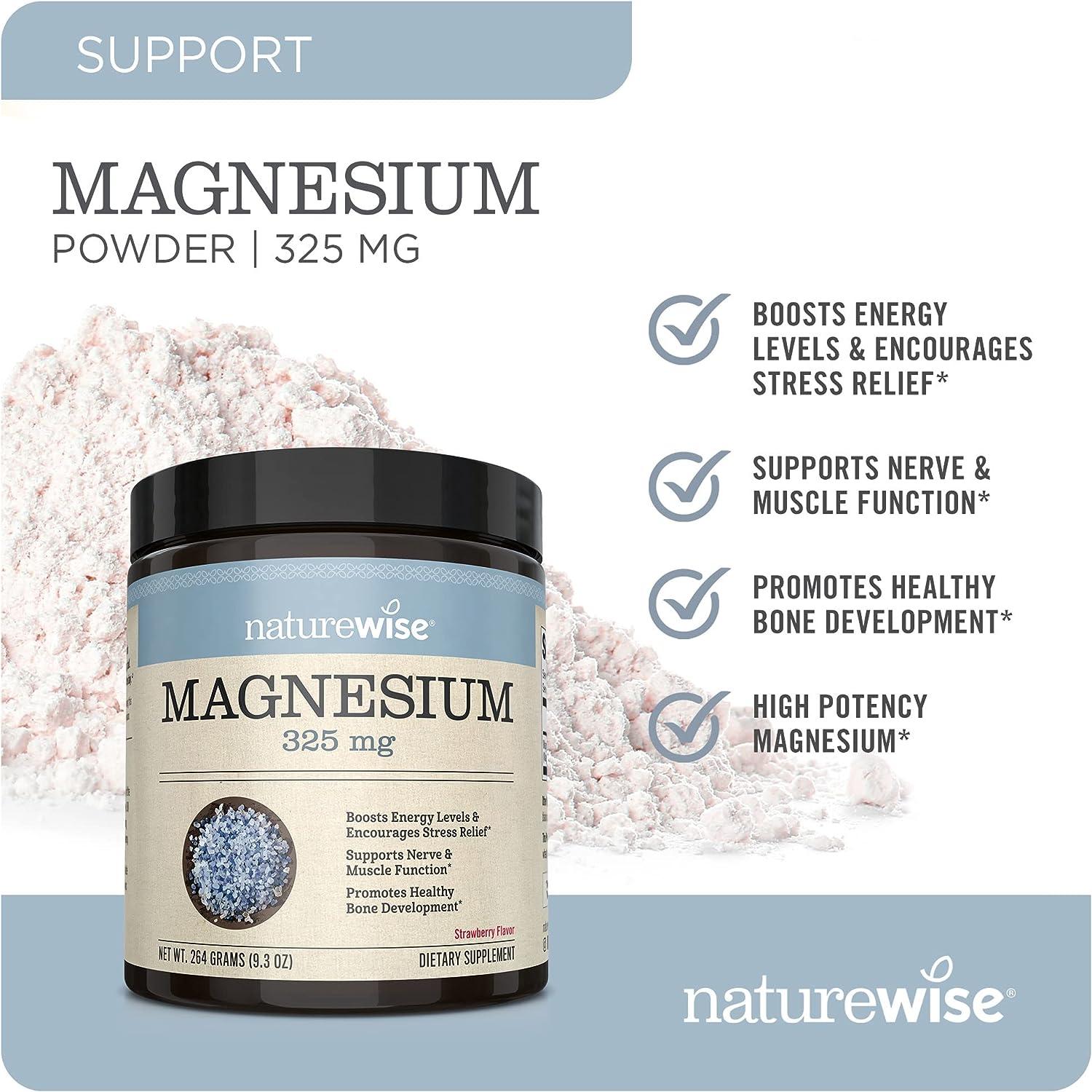 NatureWise Magnesium Powder - Nerve & Energy Support - 264g (2+ Month ...