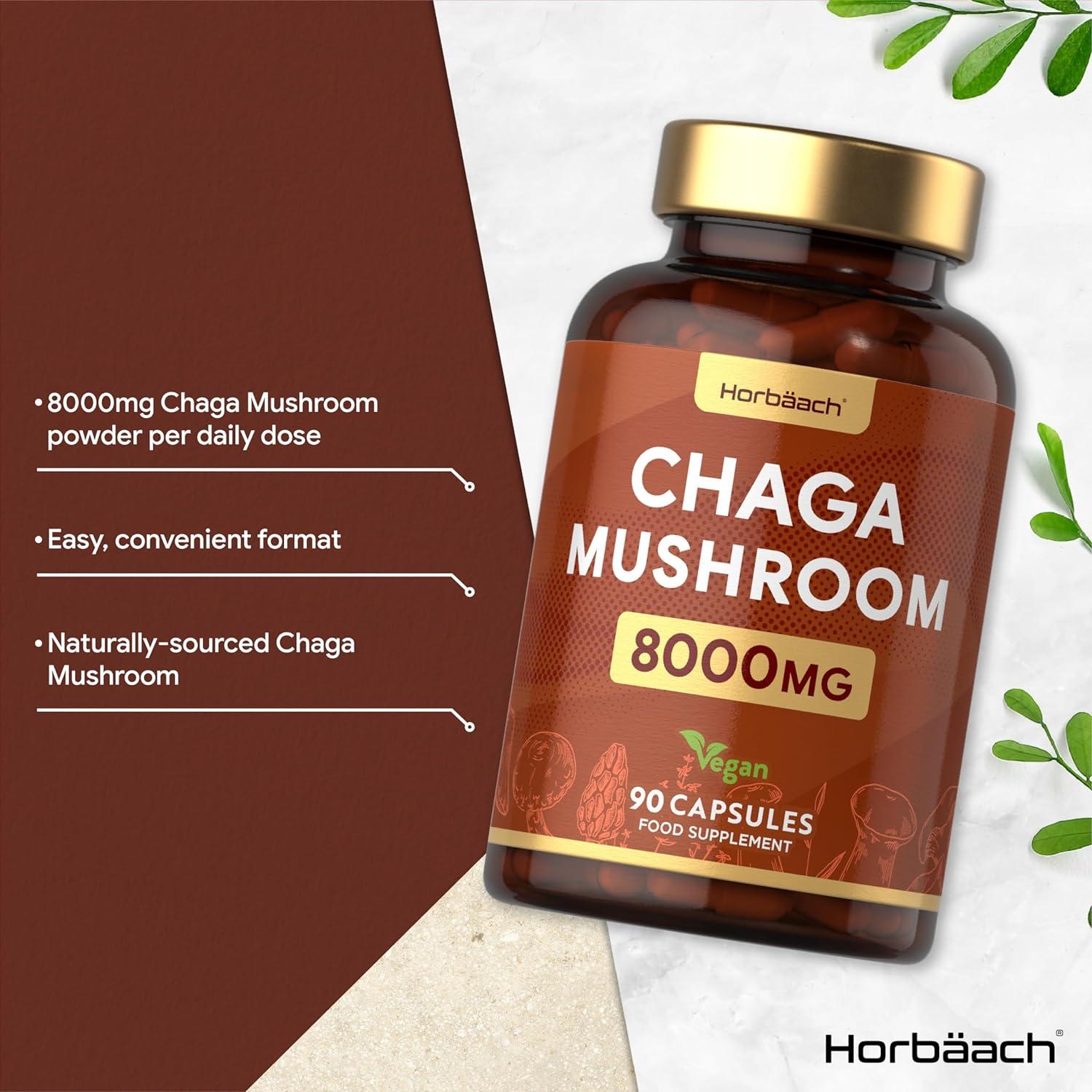 Chaga Mushroom Capsules 8000mg - High Strength Supplement - 90 Powder ...