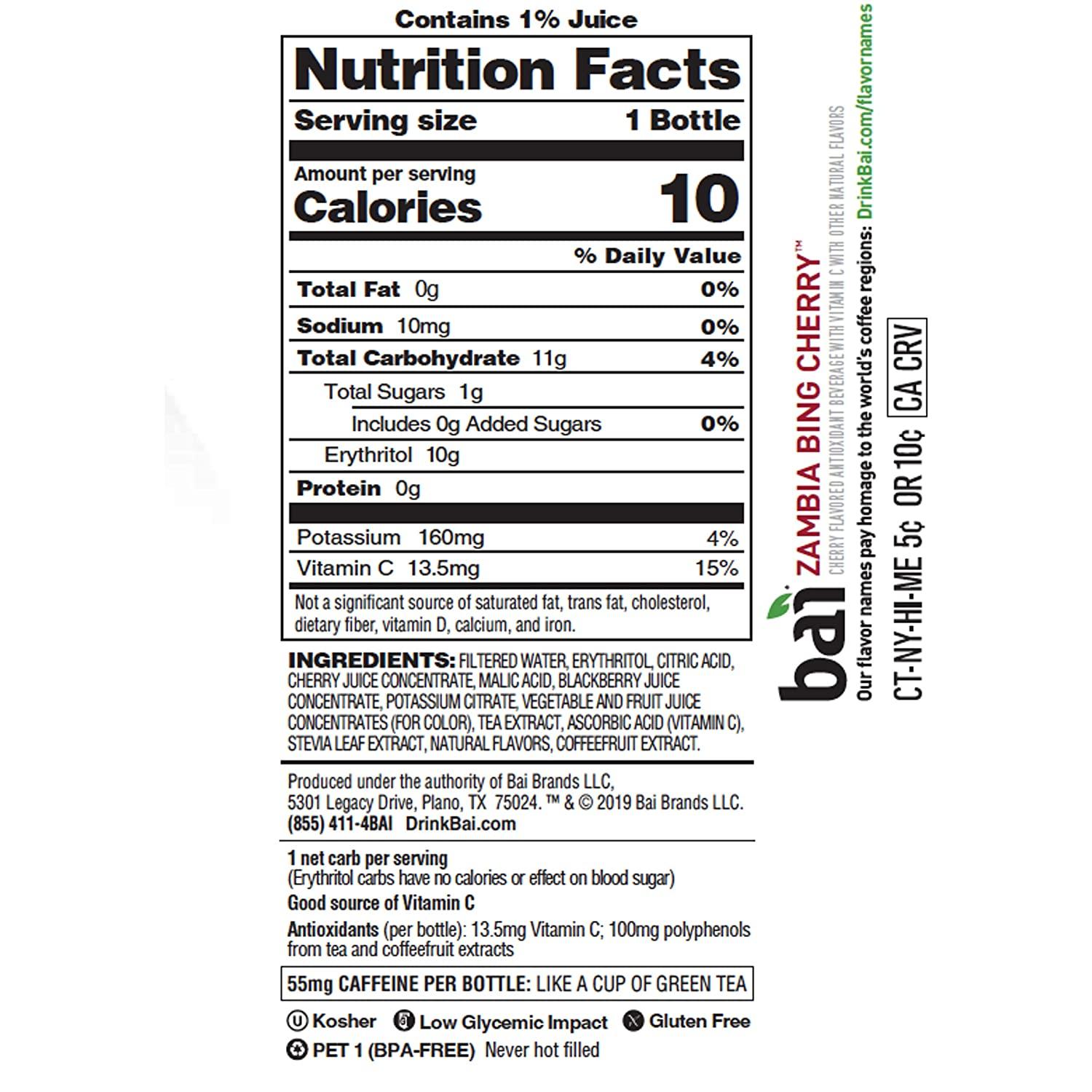 Bai Flavored Water Zambia Bing Cherry 18 Fl Oz (Pack of 12 ...