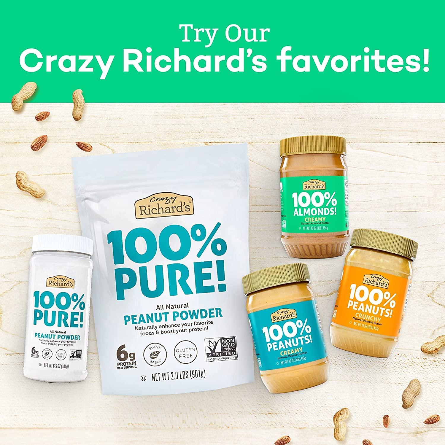 Crazy Richard's 100% All-Natural Creamy & Crunchy Peanut Butter Variety ...