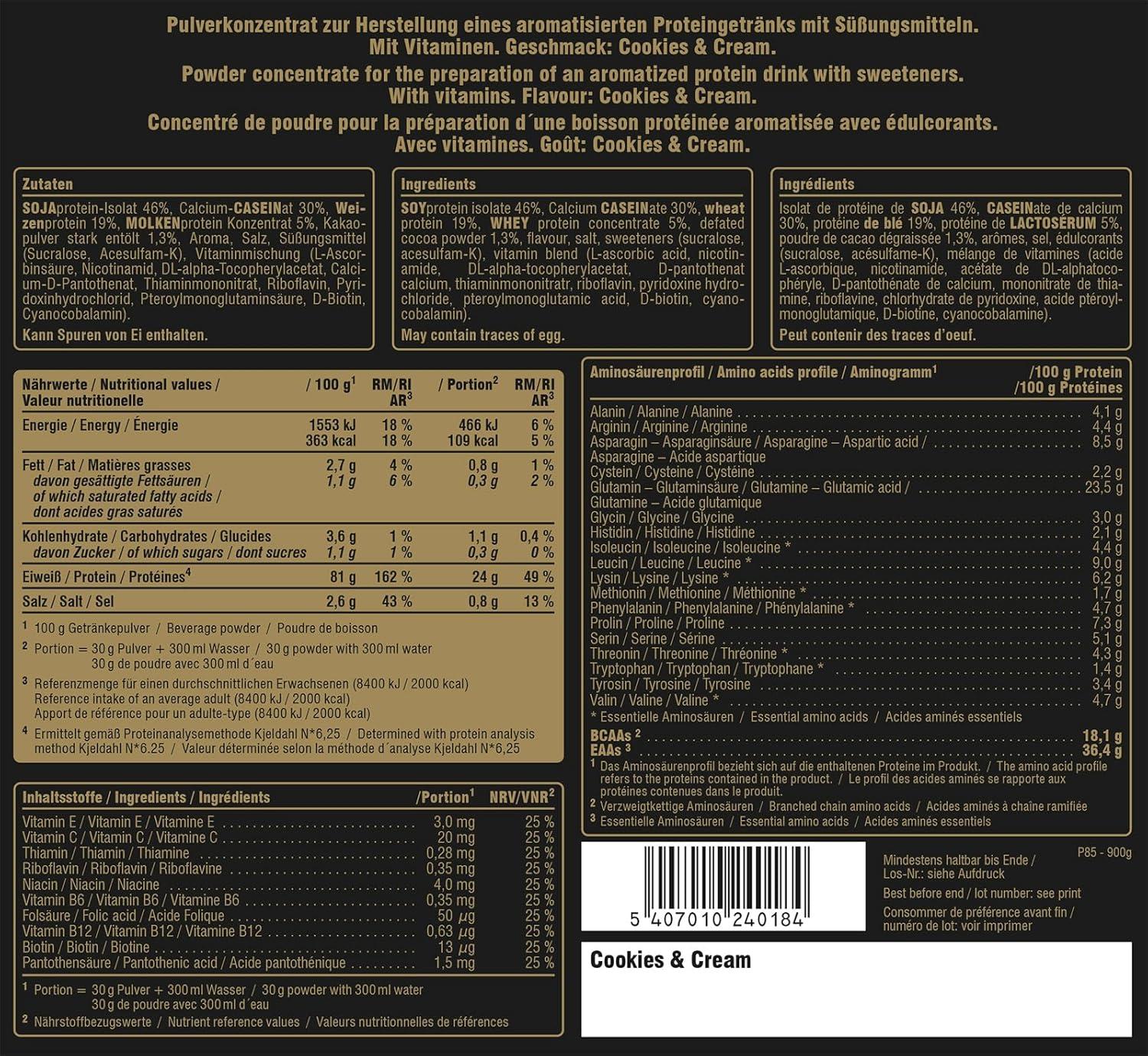 Buy PEAK Protein Cookies & Cream 85-900g - 30 Portions | Multi ...