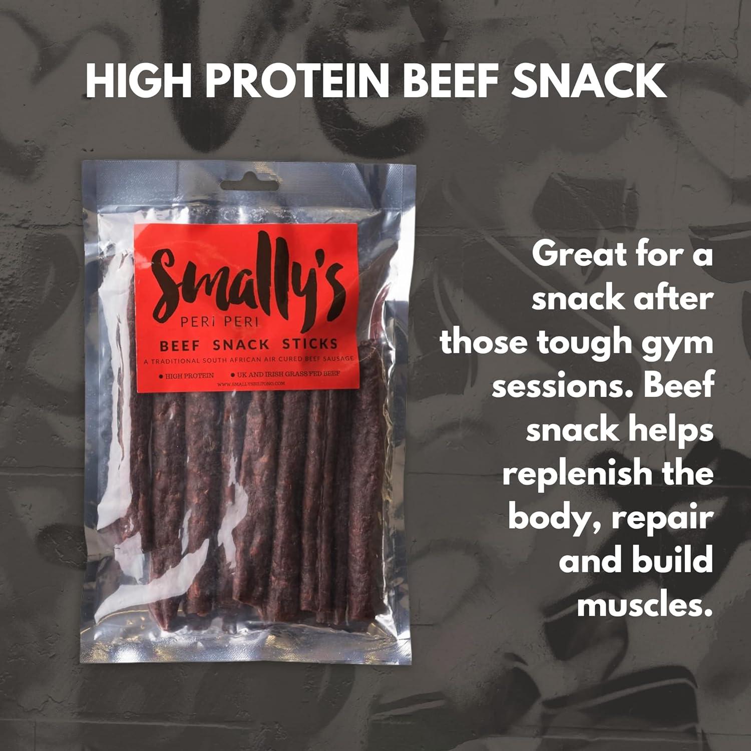 Smally's Biltong Peri Peri Flavour Beef Snack Sticks and Droewors ...
