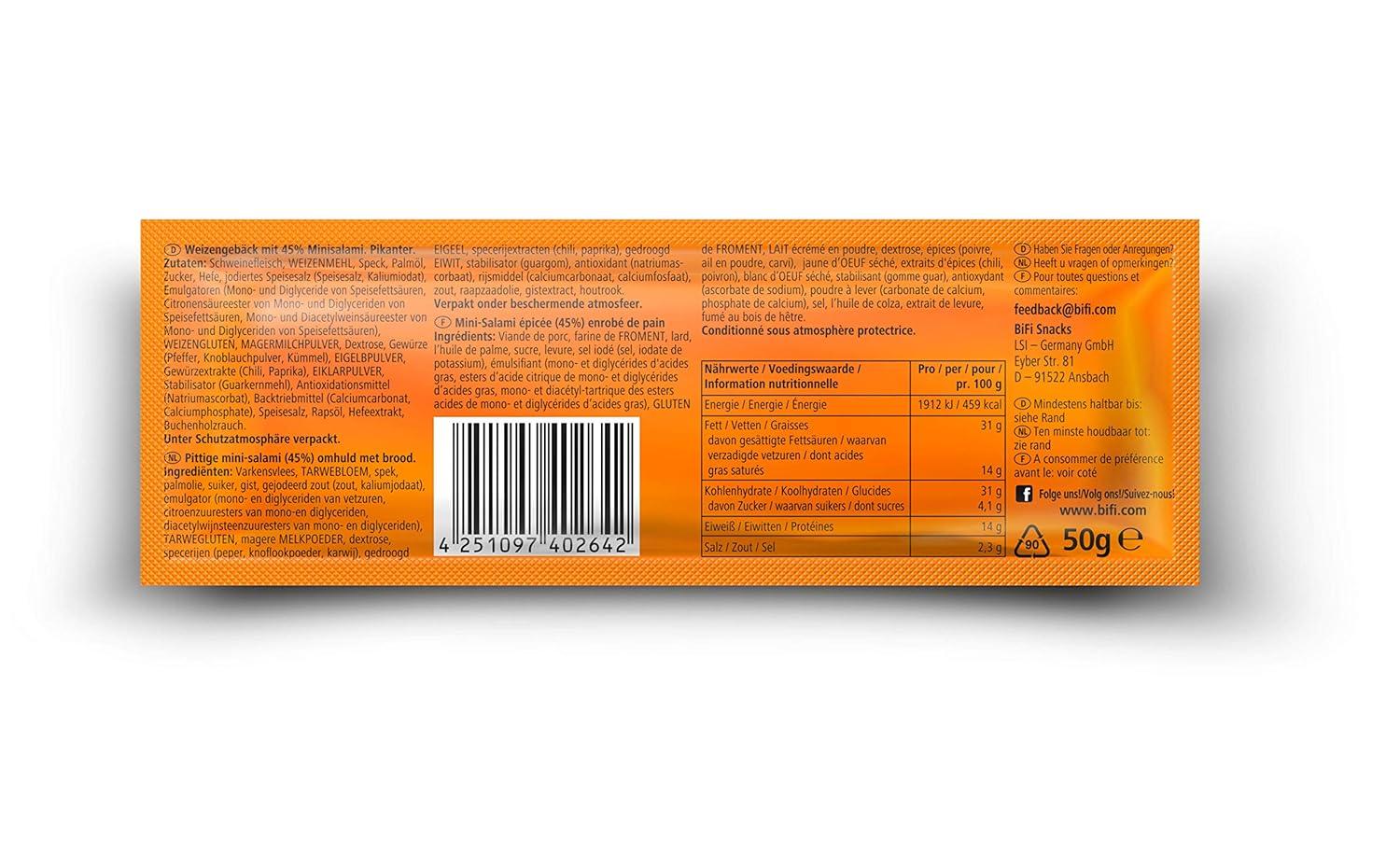 Bifi Roll Hot - 24 Pack | Hearty Savory Salami Snack in Dough Coat ...