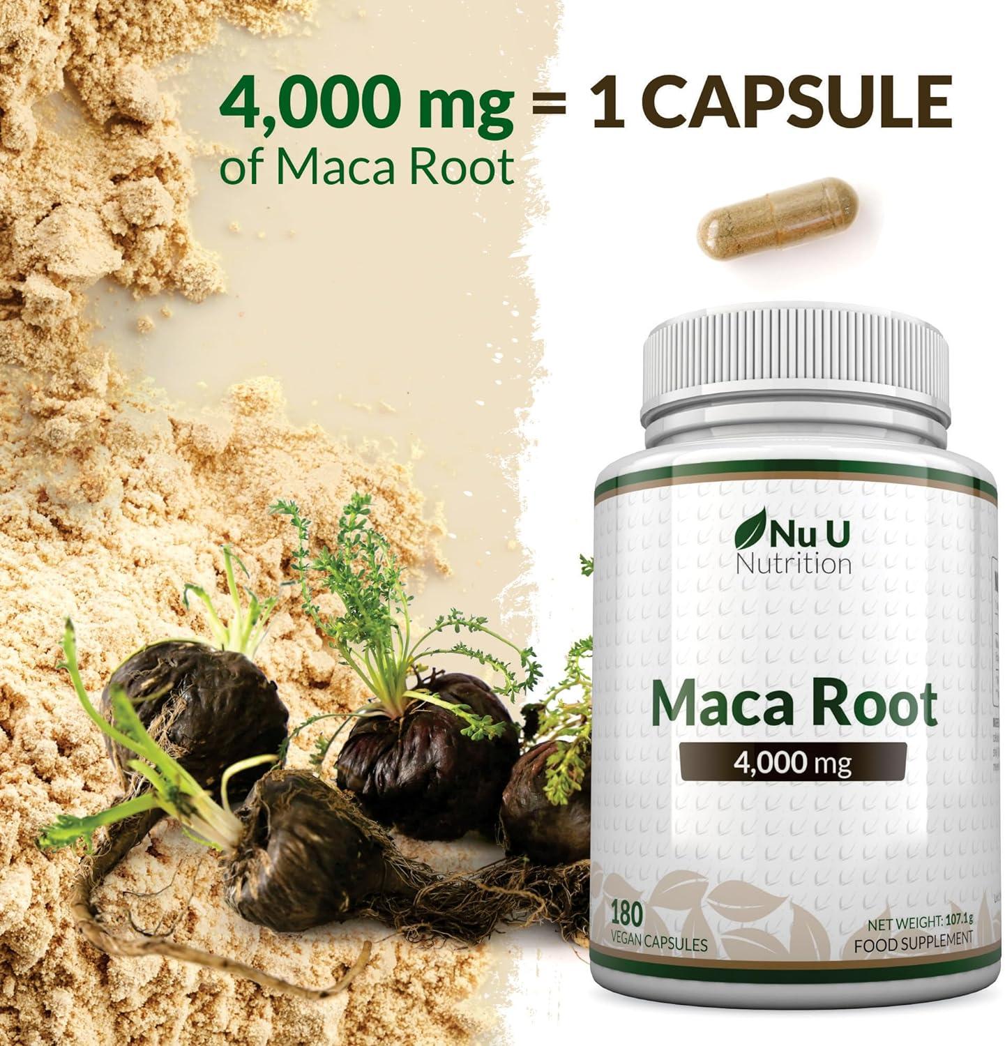 Maca Root Capsules 4000mg - 180 Vegan Capsules | High Strength Peruvian ...
