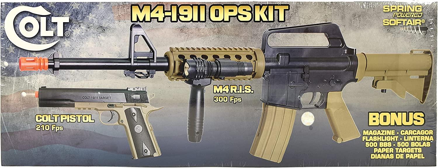 COLT RIS Spring Airsoft Rifle and Pistol On-Duty Kit in Tan - Soft Air