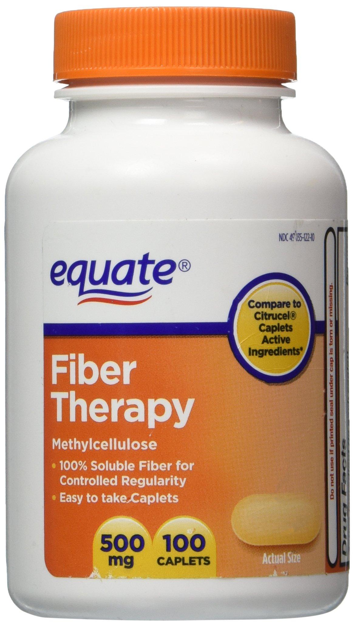 Equate Fiber Therapy Caplets 500mg - 100 Count Bottle | Fiber ...