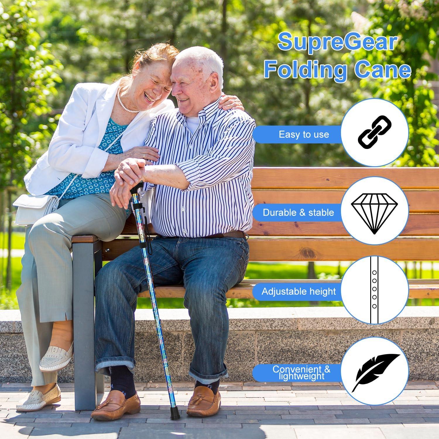 Supregear Folding Walking Stick - Adjustable & Collapsible Lightweight ...