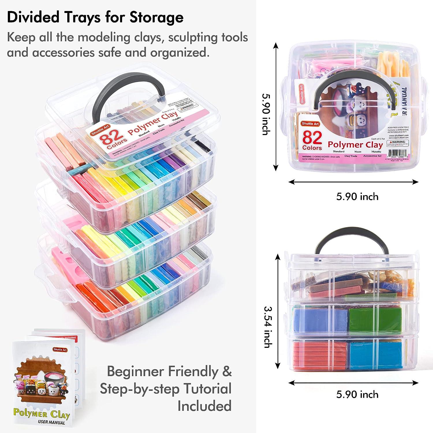 Shuttle Art Polymer Clay Kit - 82 Colors Oven Bake Modeling Clay with 19 Tools and 16 ...