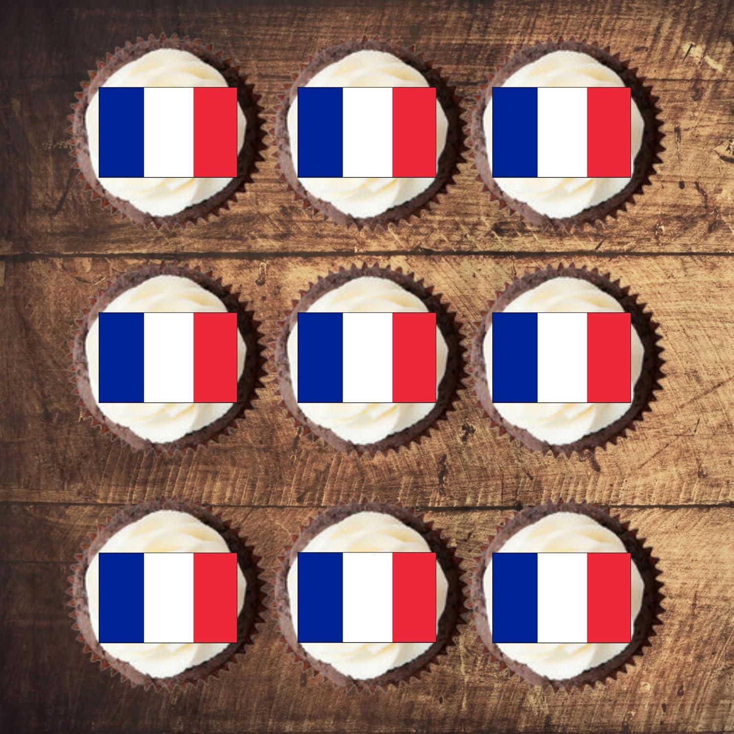 50 French Flag Cupcake Toppers France Flags Edible French Flags Flags ...